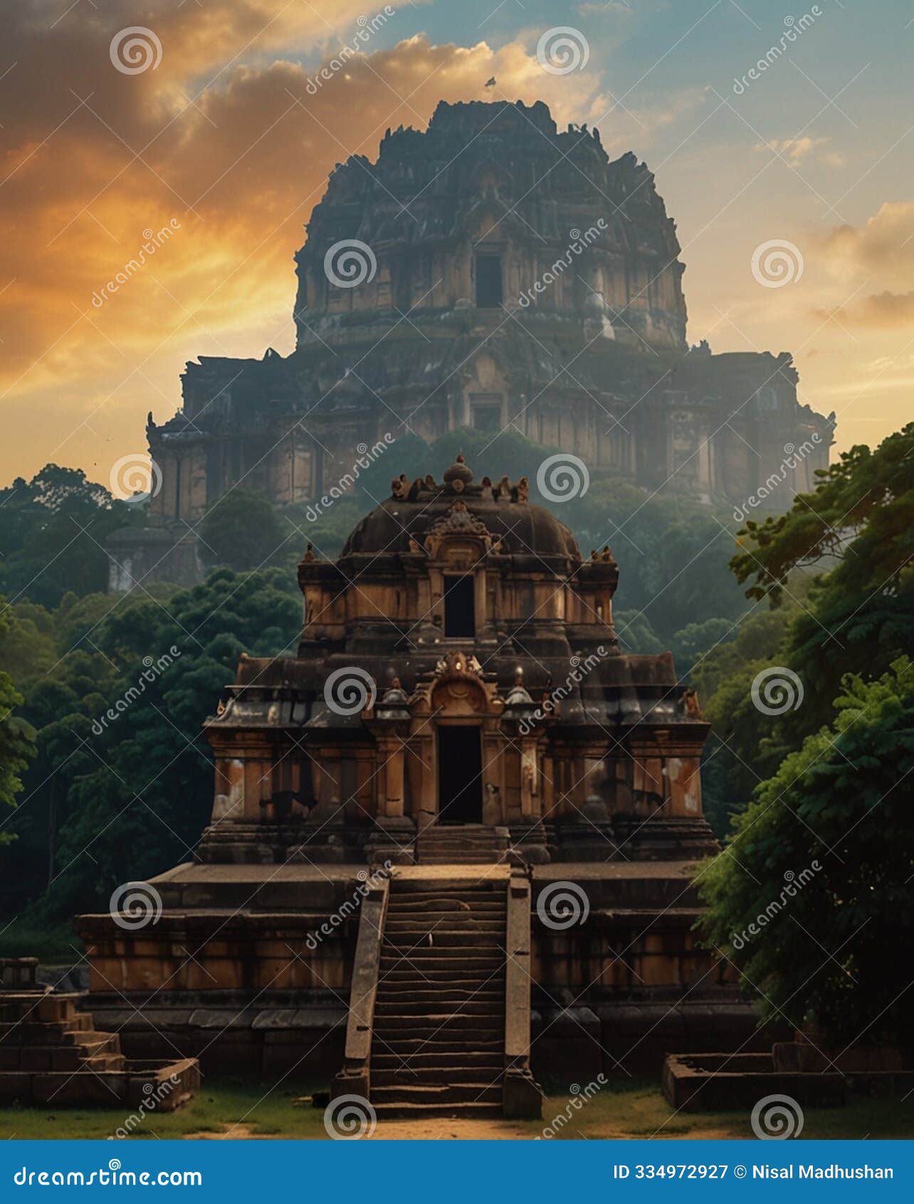 Ancient Temples at Sunset stock illustration. Illustration of tourism ...