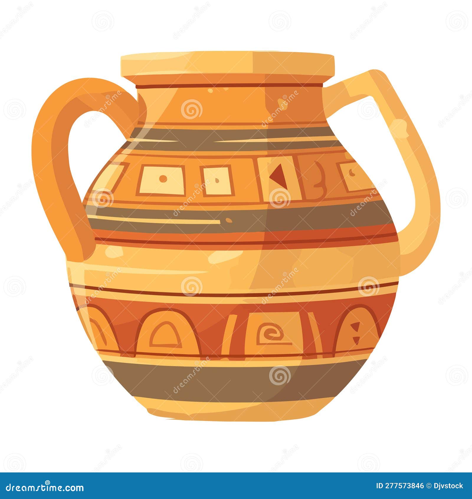 Ancient Terracotta Vase, Ornate Indigenous Culture Cartoon Vector ...
