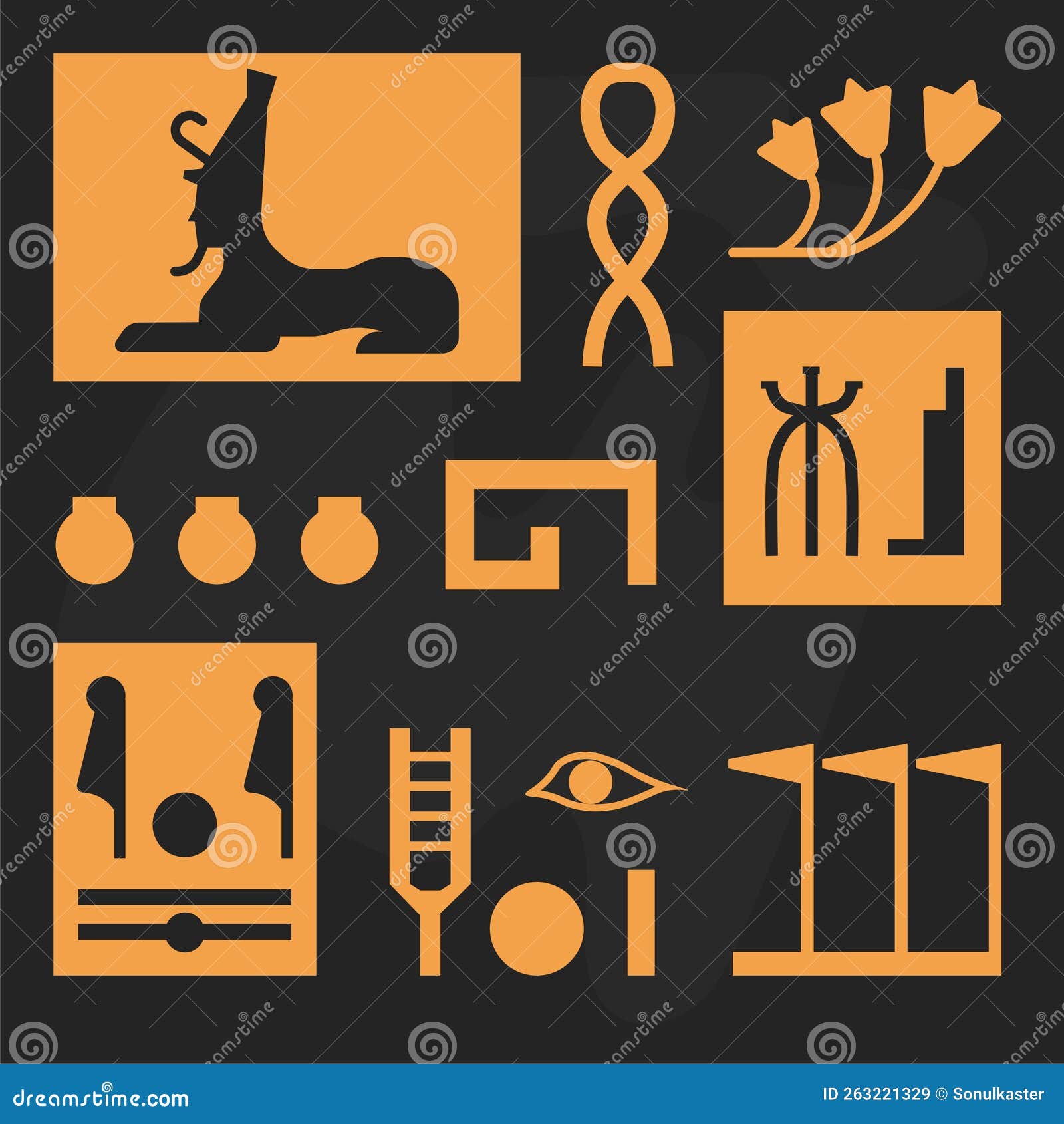 Egyptian Hieroglyphs and Ancient Texts Scripture Stock Illustration ...