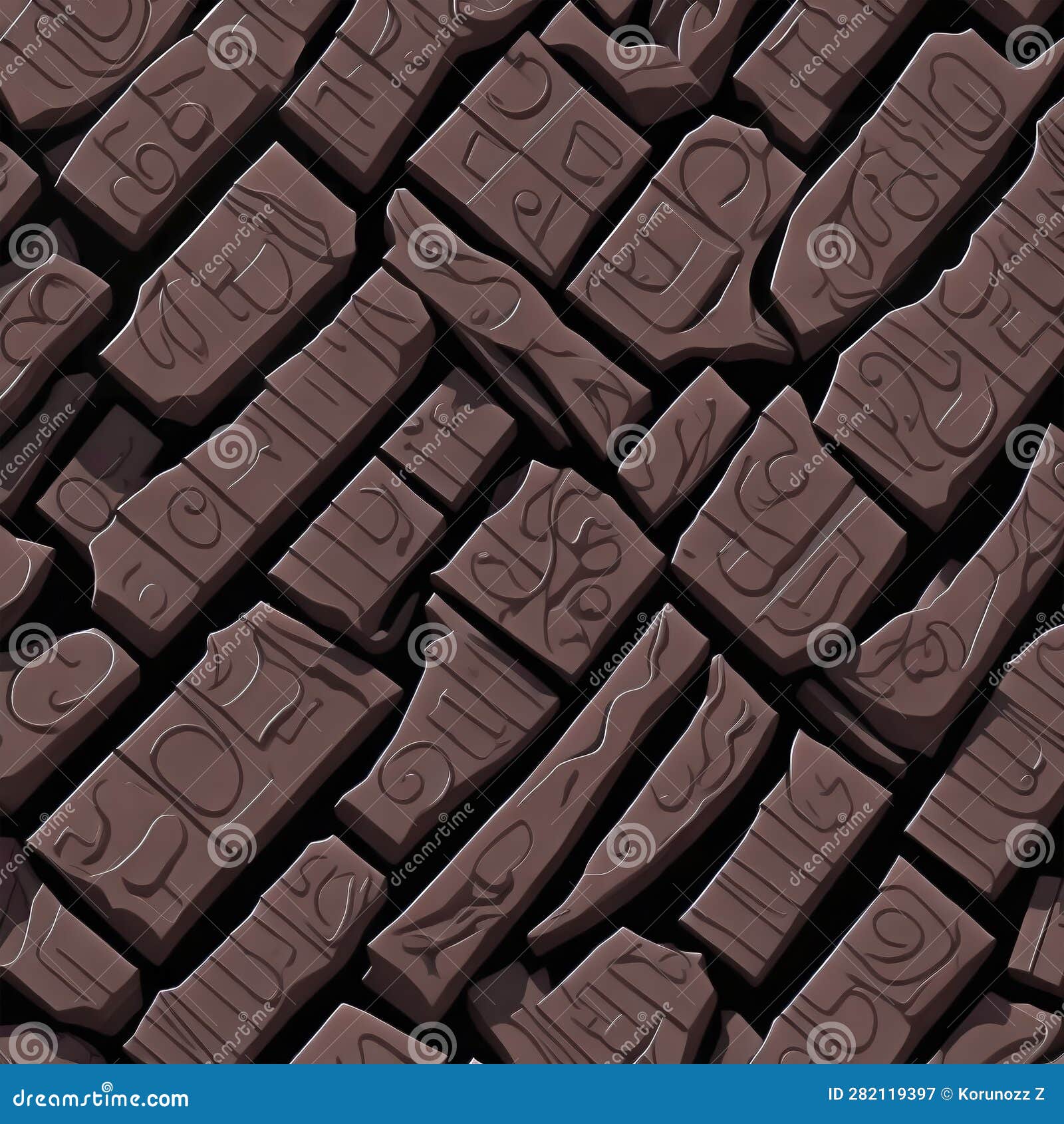 The Ancient Texture of Many Forms Chocolate Bars. Stock Illustration ...