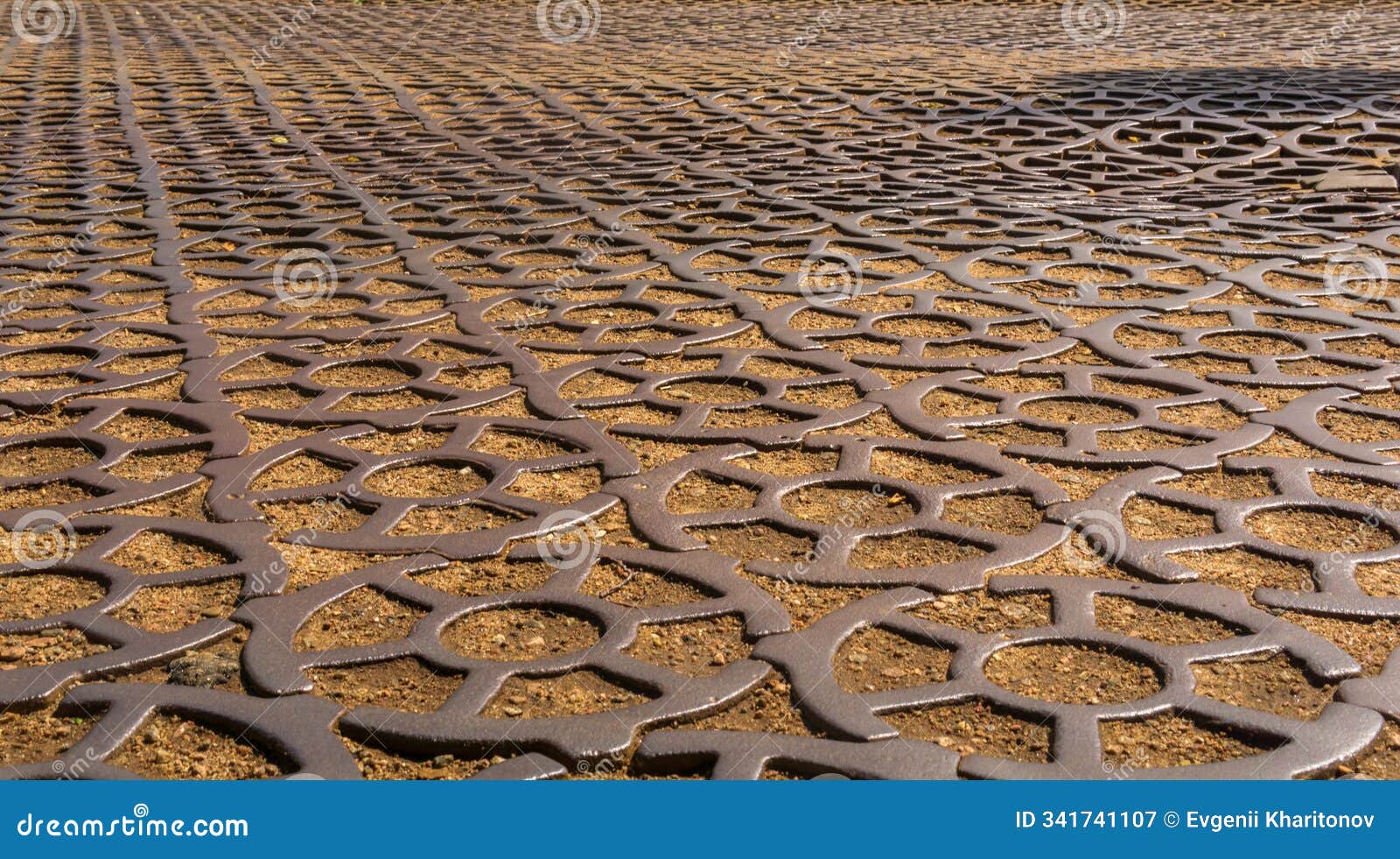 Ancient 19th Century Pavement Made Of Round Cast Iron Blocks Stock ...