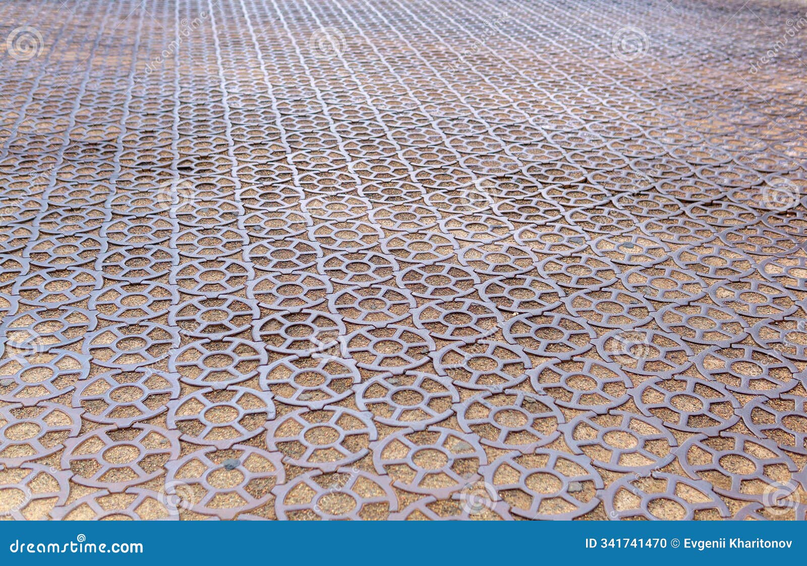 Ancient 19th Century Pavement Made Of Round Cast Iron Blocks Royalty ...