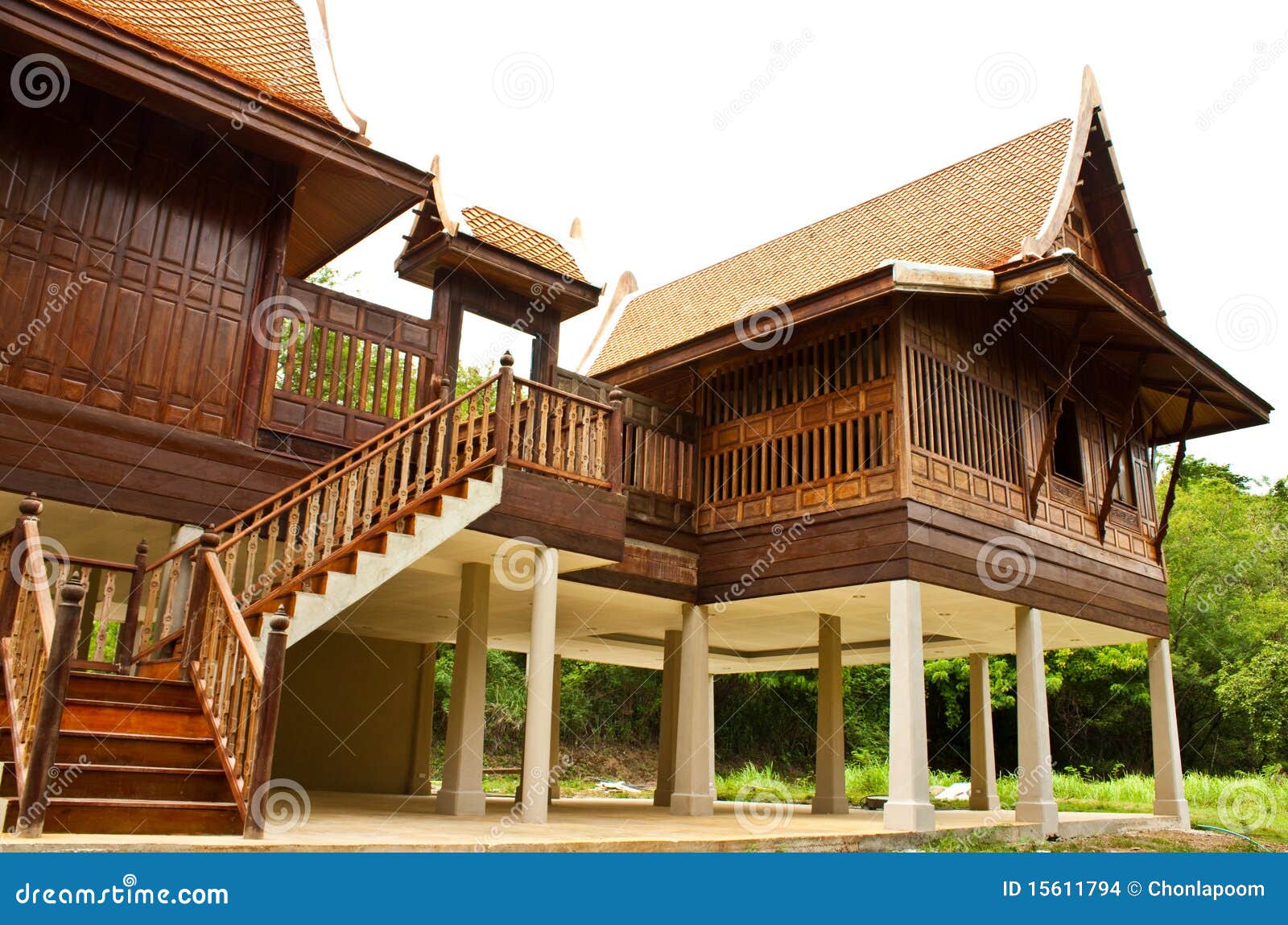 Ancient Thai home stock photo. Image of real, building - 15611794