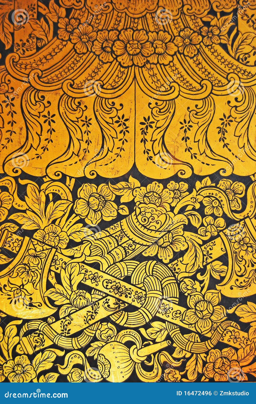 Ancient Thai Pattern on Wall Stock Photo - Image of gold, history: 16472496