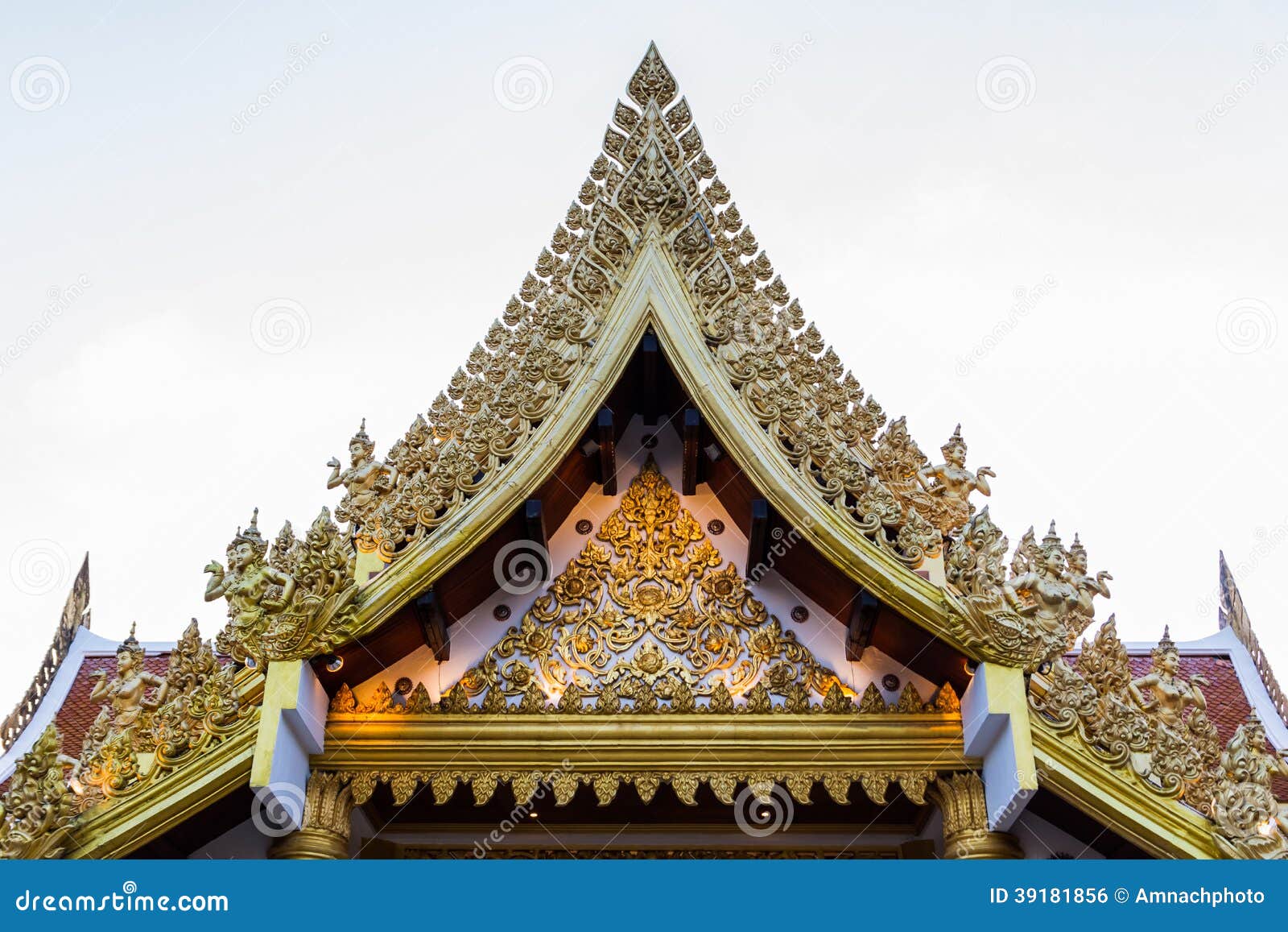Ancient Thai Temple,Thai Classic Arts Gable. Stock Photo - Image of ...