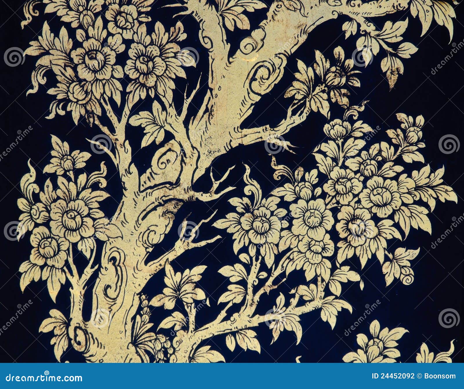 Ancient Thai tree flower stock photo. Image of background - 24452092