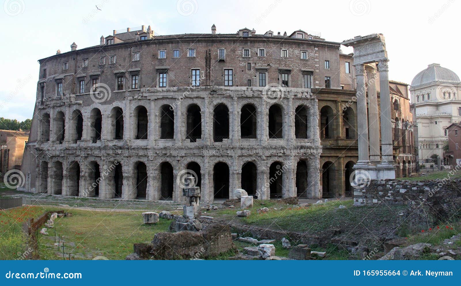 Ancient Theater of Marcellus in Rome at Dusk Stock Photo - Image of ...