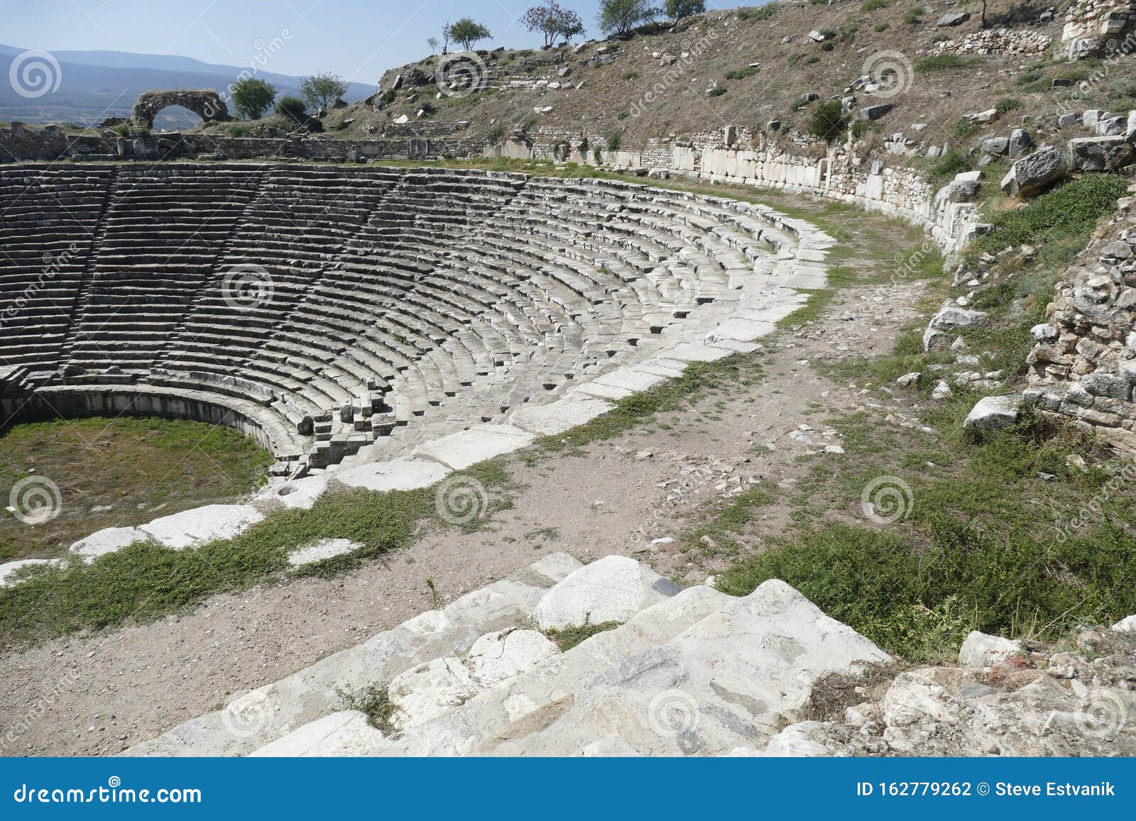 Ancient Theater with Rows of Stone Seats Stock Photo - Image of ancient ...
