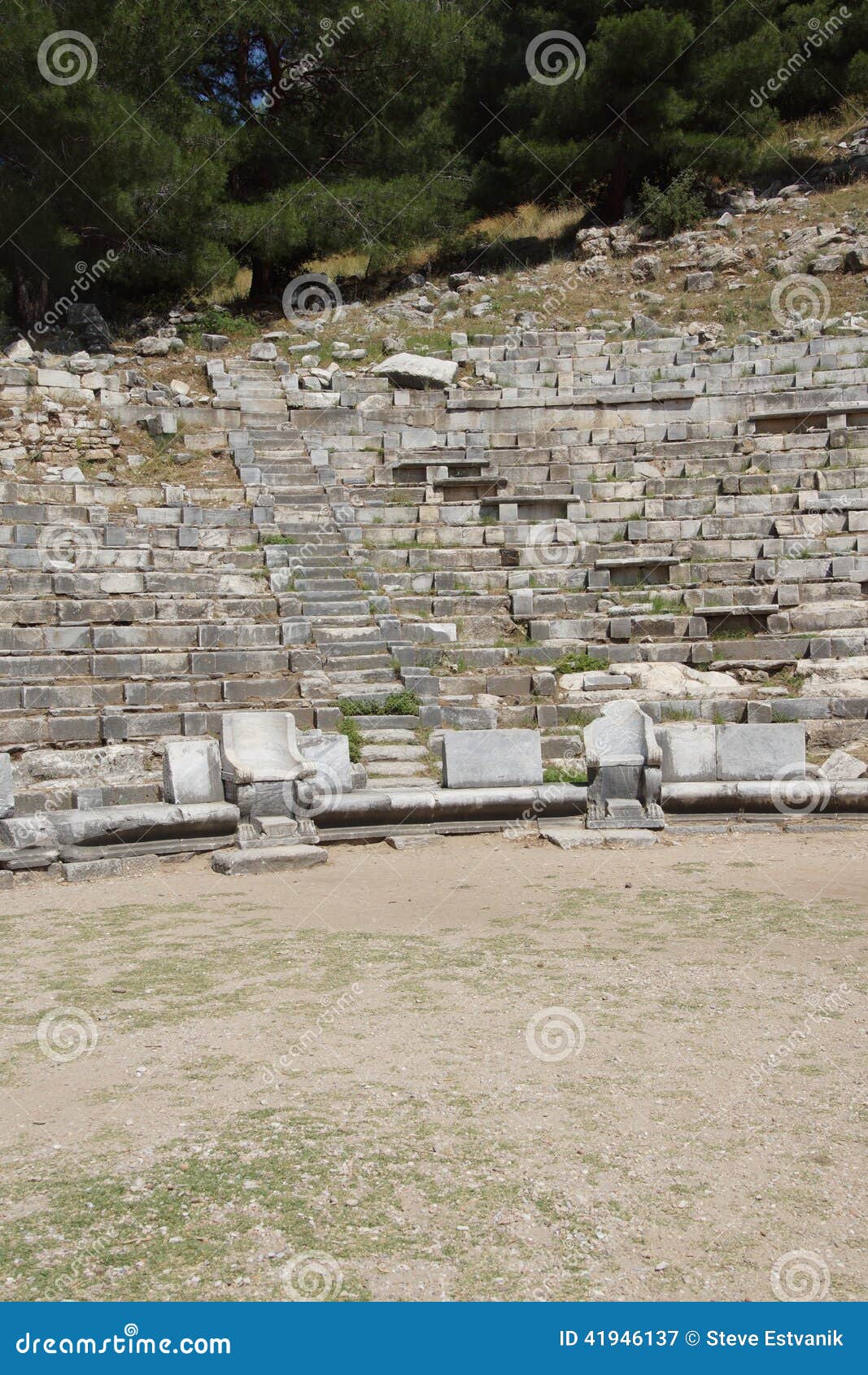 Ancient Theatre with Rows of Stone Seats, Stock Image - Image of roman ...