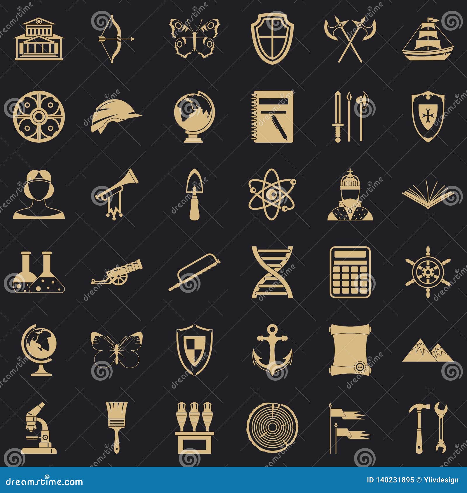 Ancient Thing Icons Set, Simple Style Stock Vector - Illustration of ...