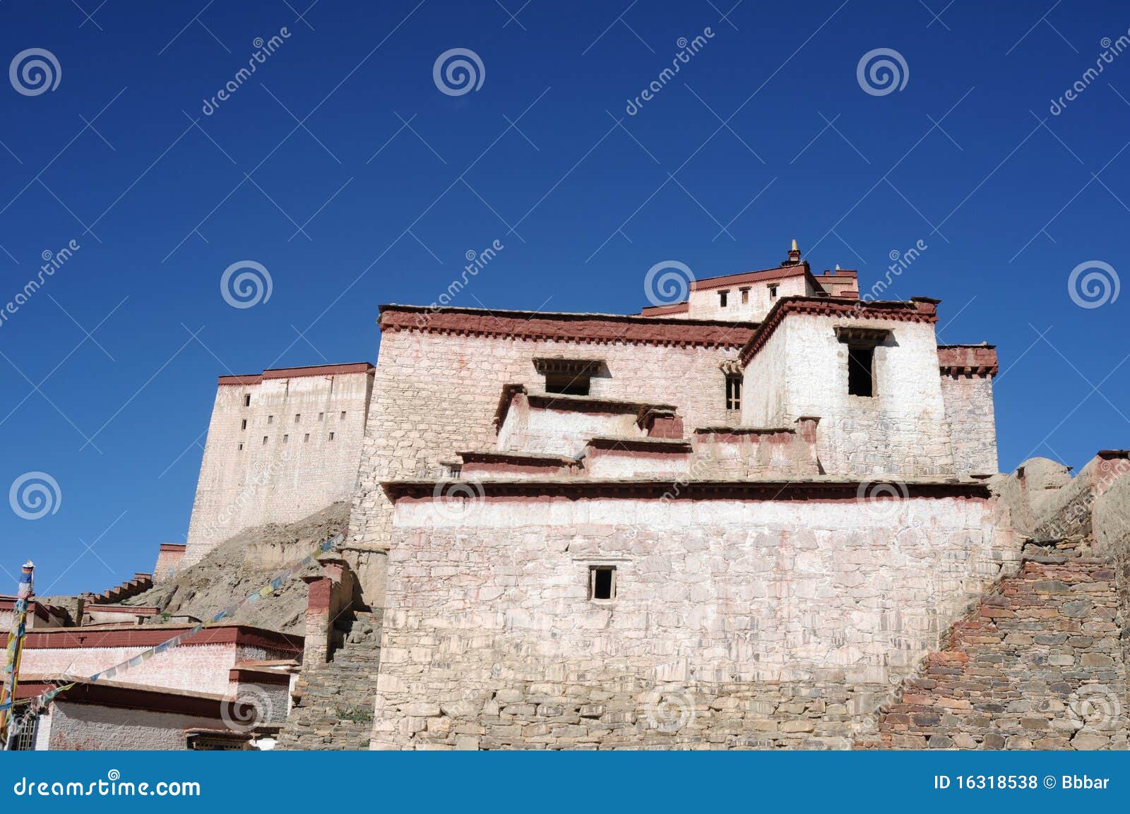 Ancient Tibetan castle stock photo. Image of grass, mount - 16318538