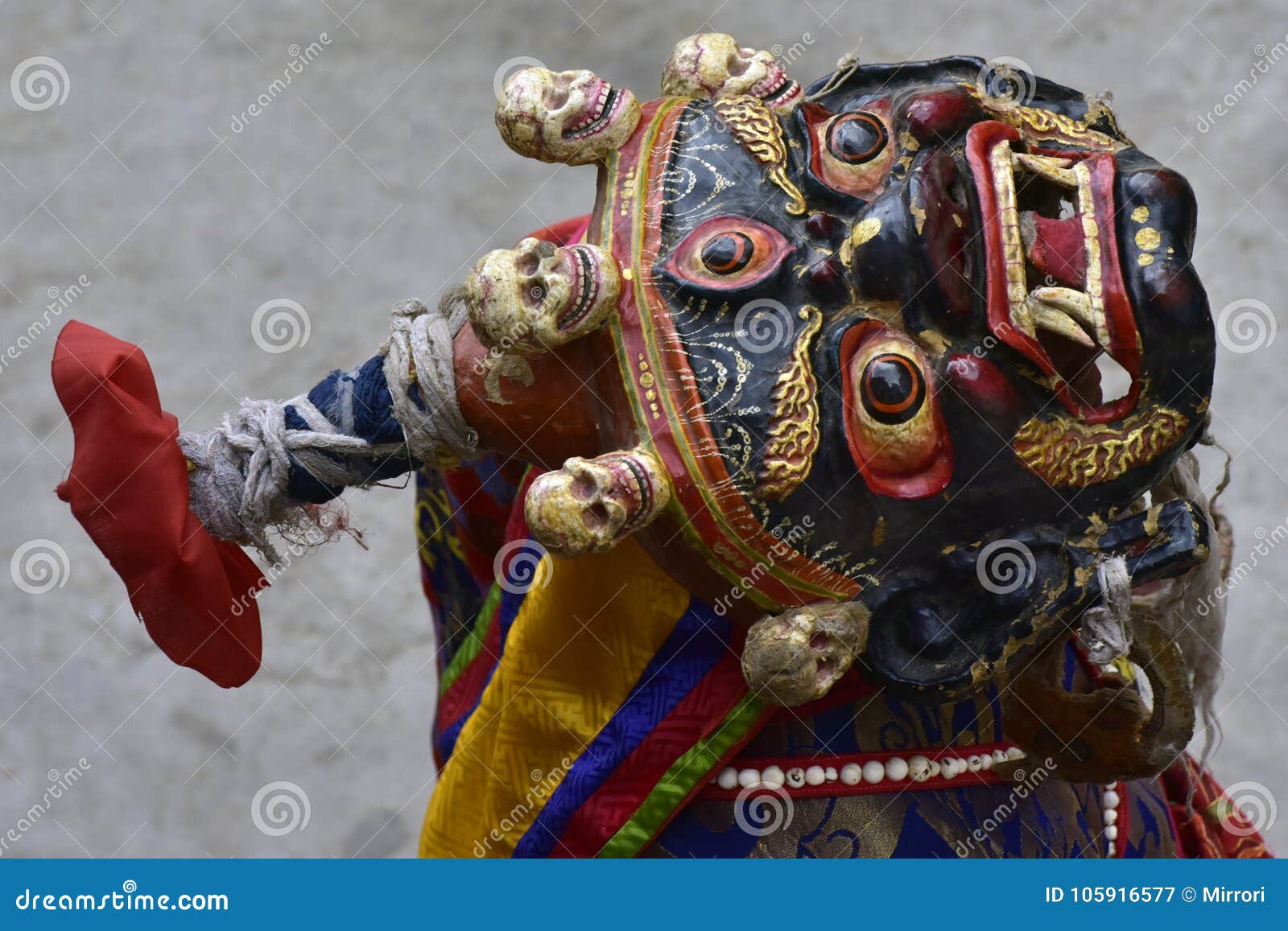 An Ancient Tibetan Sacral Mask for a Ritual Buddhist Ceremony. Stock ...