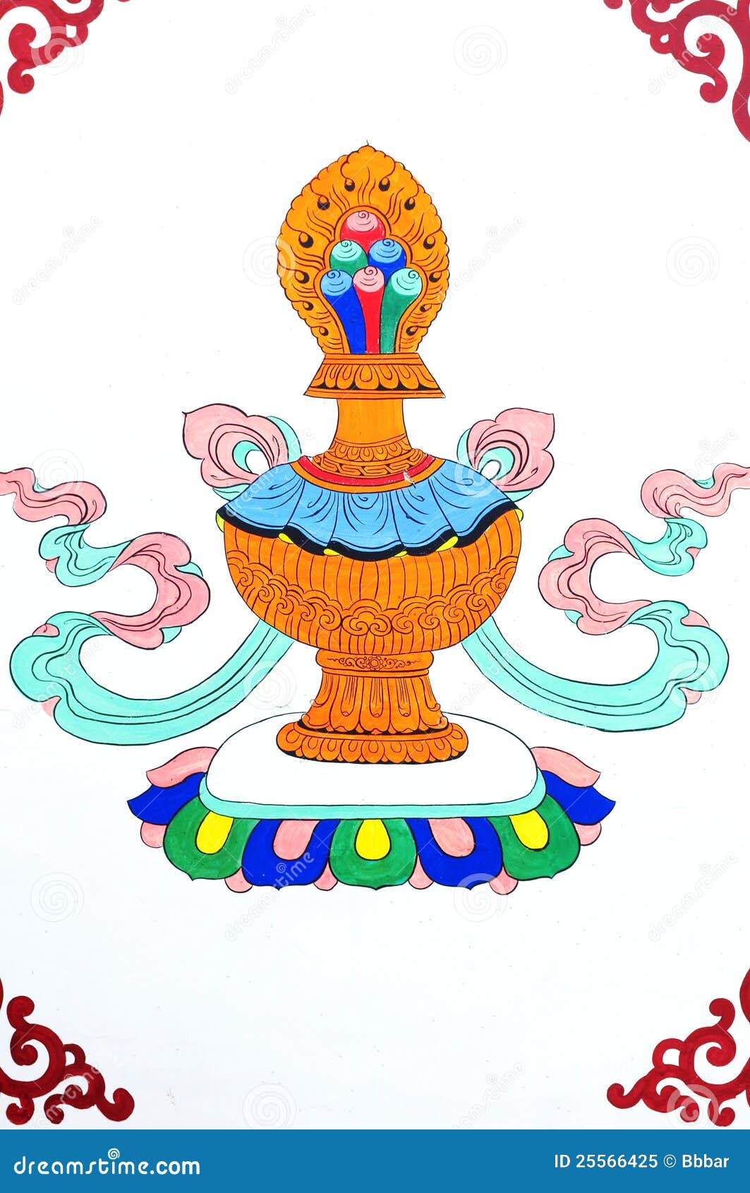 Ancient Tibetan Wall Painting Art Stock Image - Image of gold, rock ...