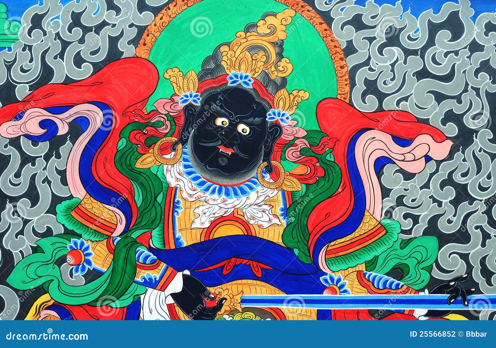 Ancient Tibetan Wall Painting Art Stock Photo - Image of architecture ...