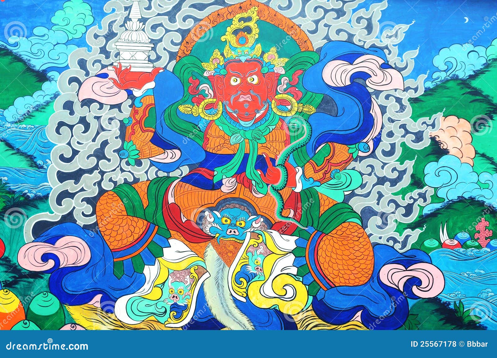 Ancient Tibetan Wall Painting Art Editorial Stock Photo - Image of ...