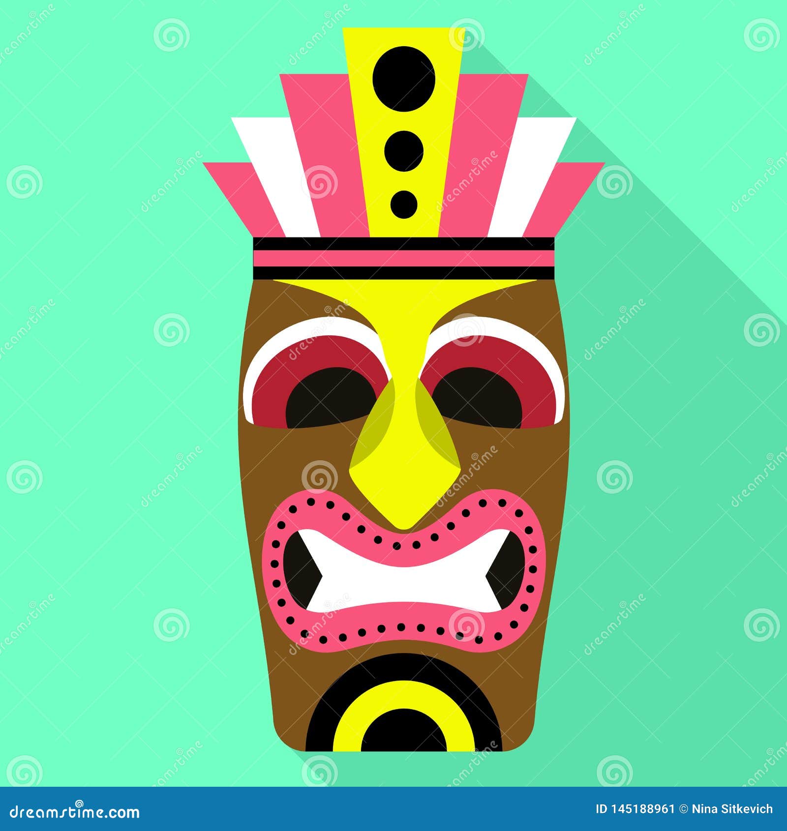 Ancient Tiki Idol Icon, Flat Style Stock Vector - Illustration of aztec ...