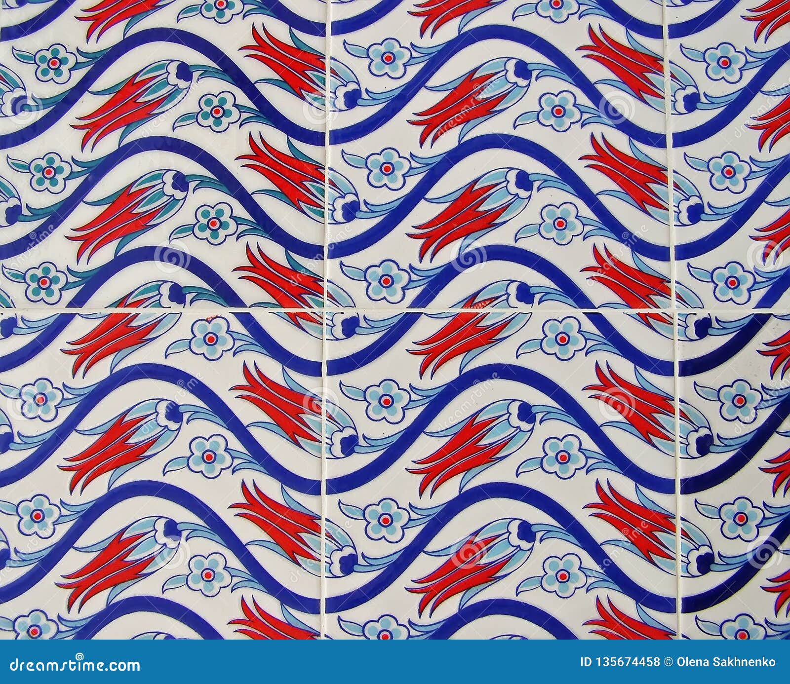 Ancient Tile Pattern on Ceramic Wall in Turkey. Stock Photo - Image of ...