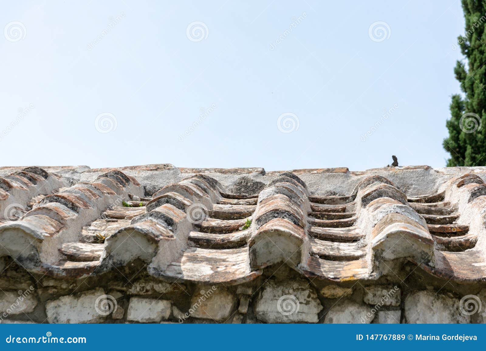 Ancient Tile Roof of the House and the Sky Stock Image - Image of ...