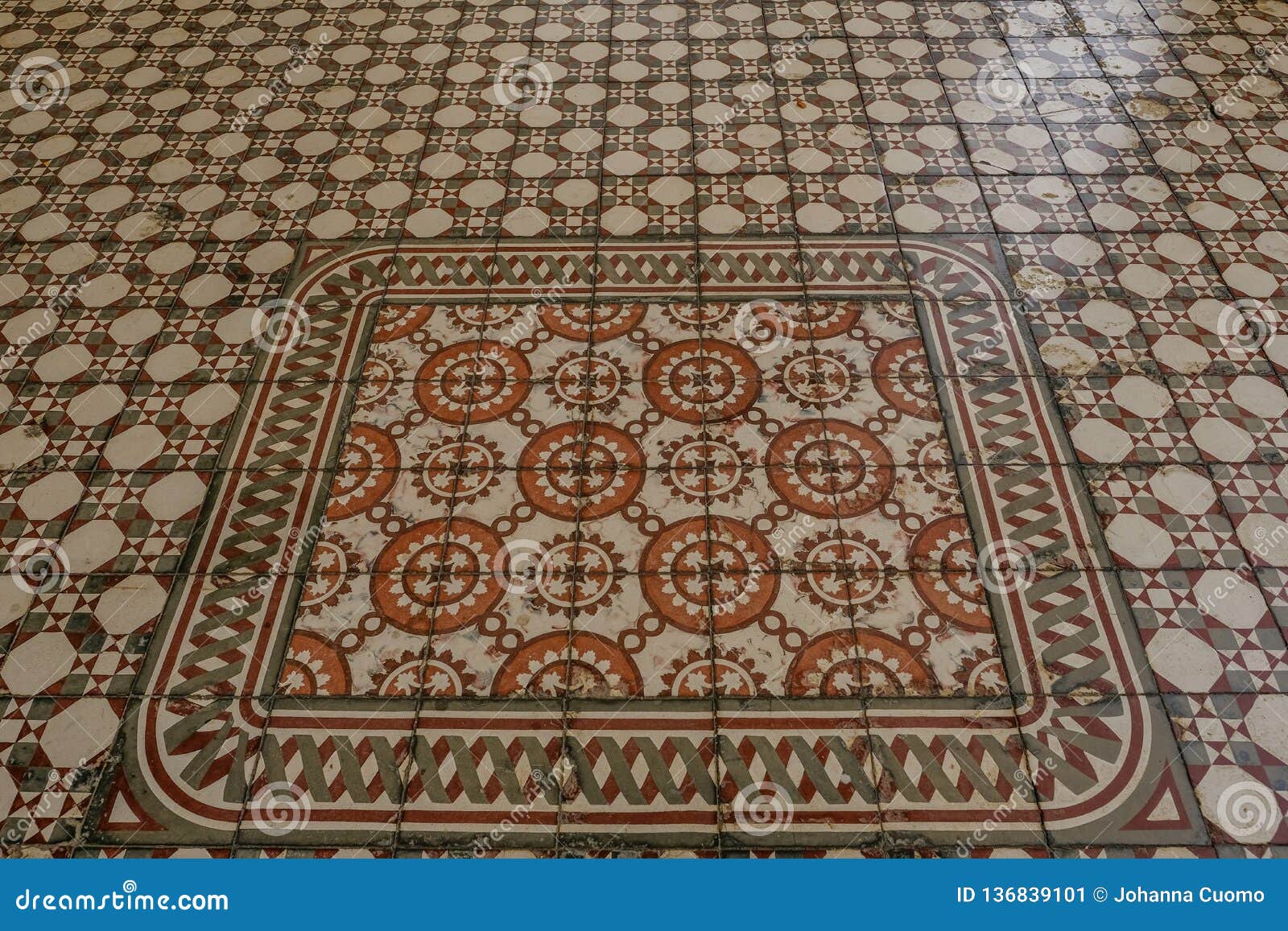 Ancient Tiled Floor with Mosaic Pattern Stock Image - Image of tiled ...