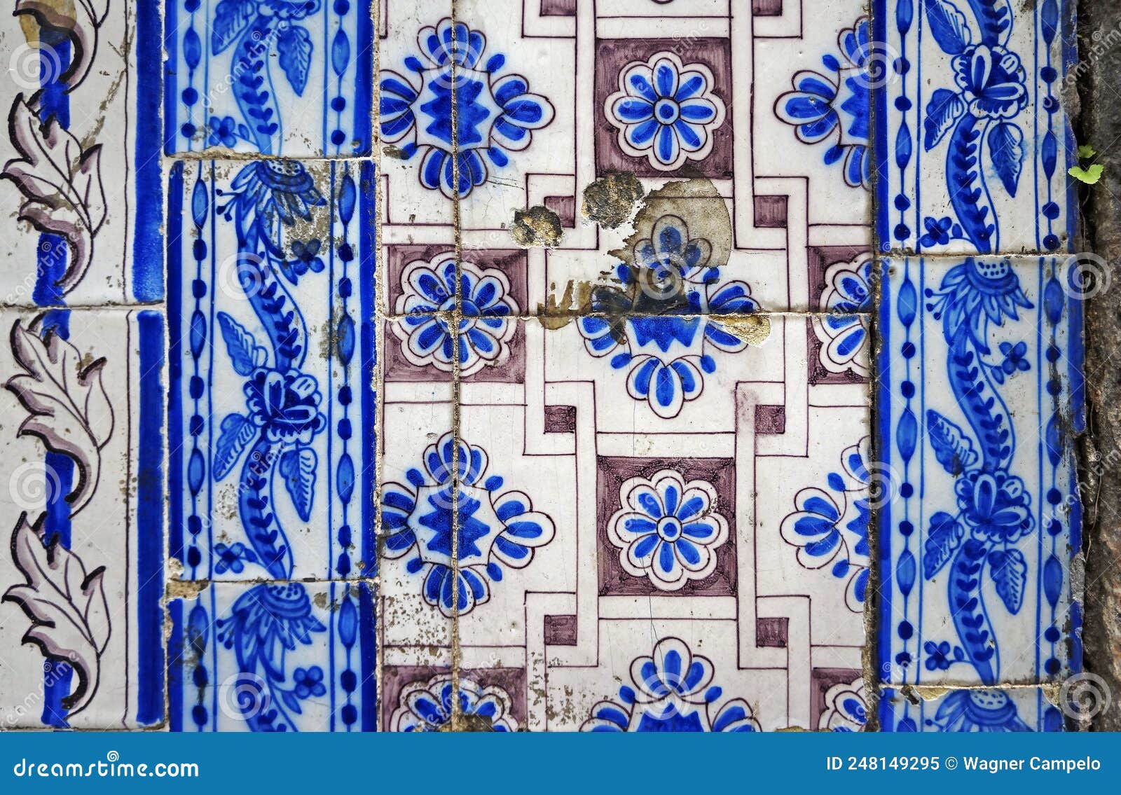 Ancient Tiles Pattern on Wall, Rio Stock Image - Image of blue ...