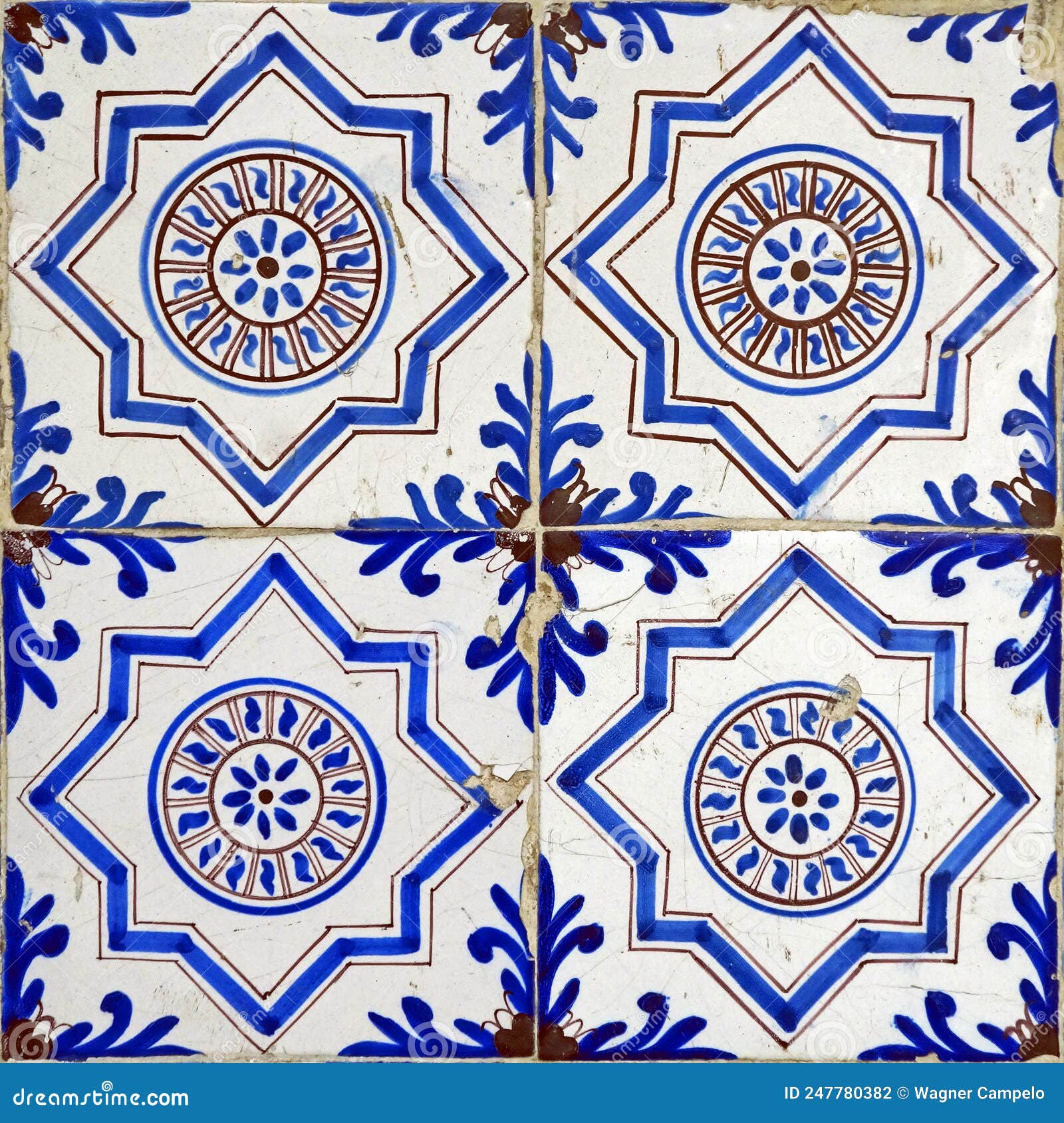 Ancient Tiles Pattern on Wall, Rio Stock Photo - Image of painted, blue ...