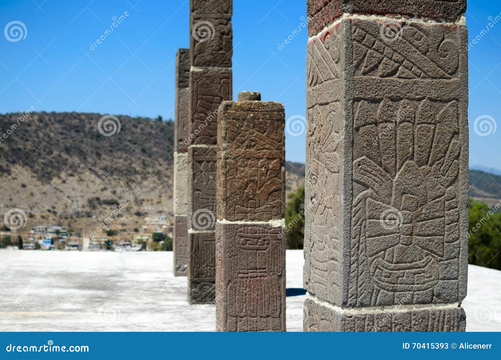 Ancient Toltec Columns with Writing on it Stock Image - Image of ...