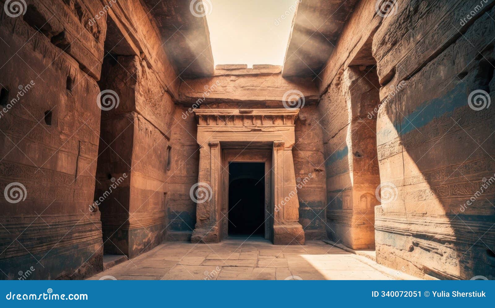 Ancient Tomb Illuminated by Sunlight in a Historic Underground Chamber ...