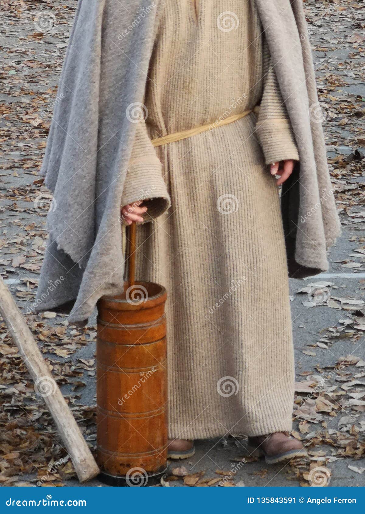 Ancient Tool for Making Butter with Dressed Person Stock Image - Image ...