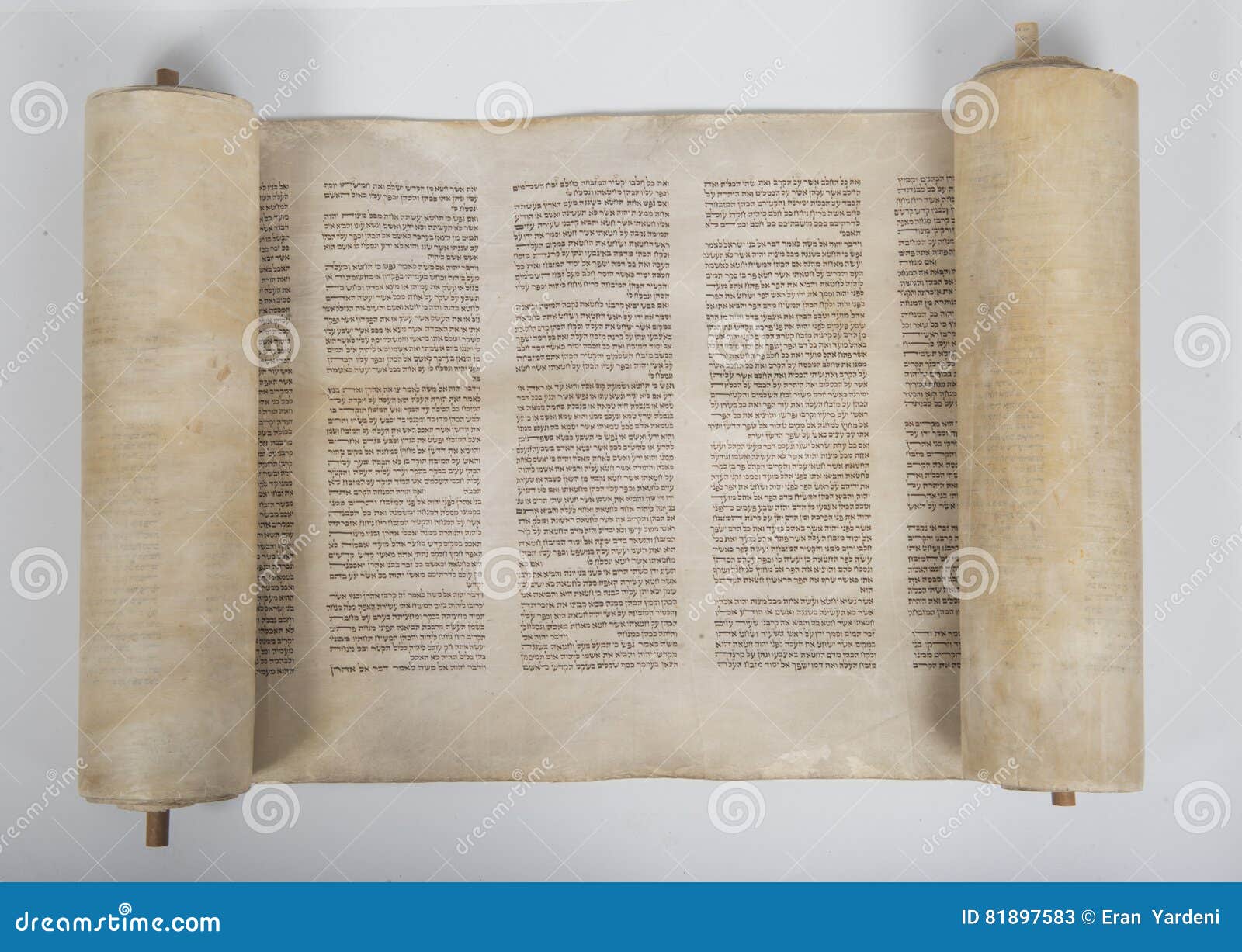 An Ancient Torah Scroll on White Background Stock Image - Image of ...