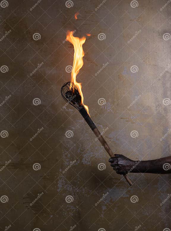 Ancient torch on old wall stock image. Image of culture - 335636027