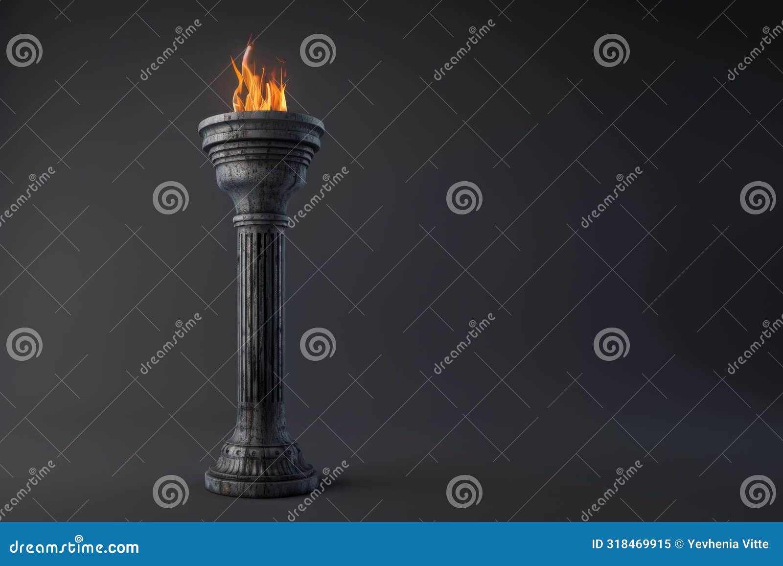 Ancient Torch on a Stone Column. Generative Ai Stock Illustration ...