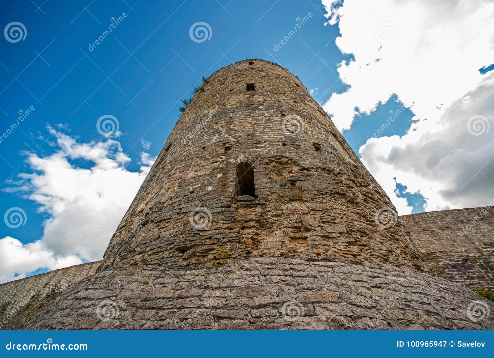 Ancient Tower from Below and Sky Stock Image - Image of block, medieval ...