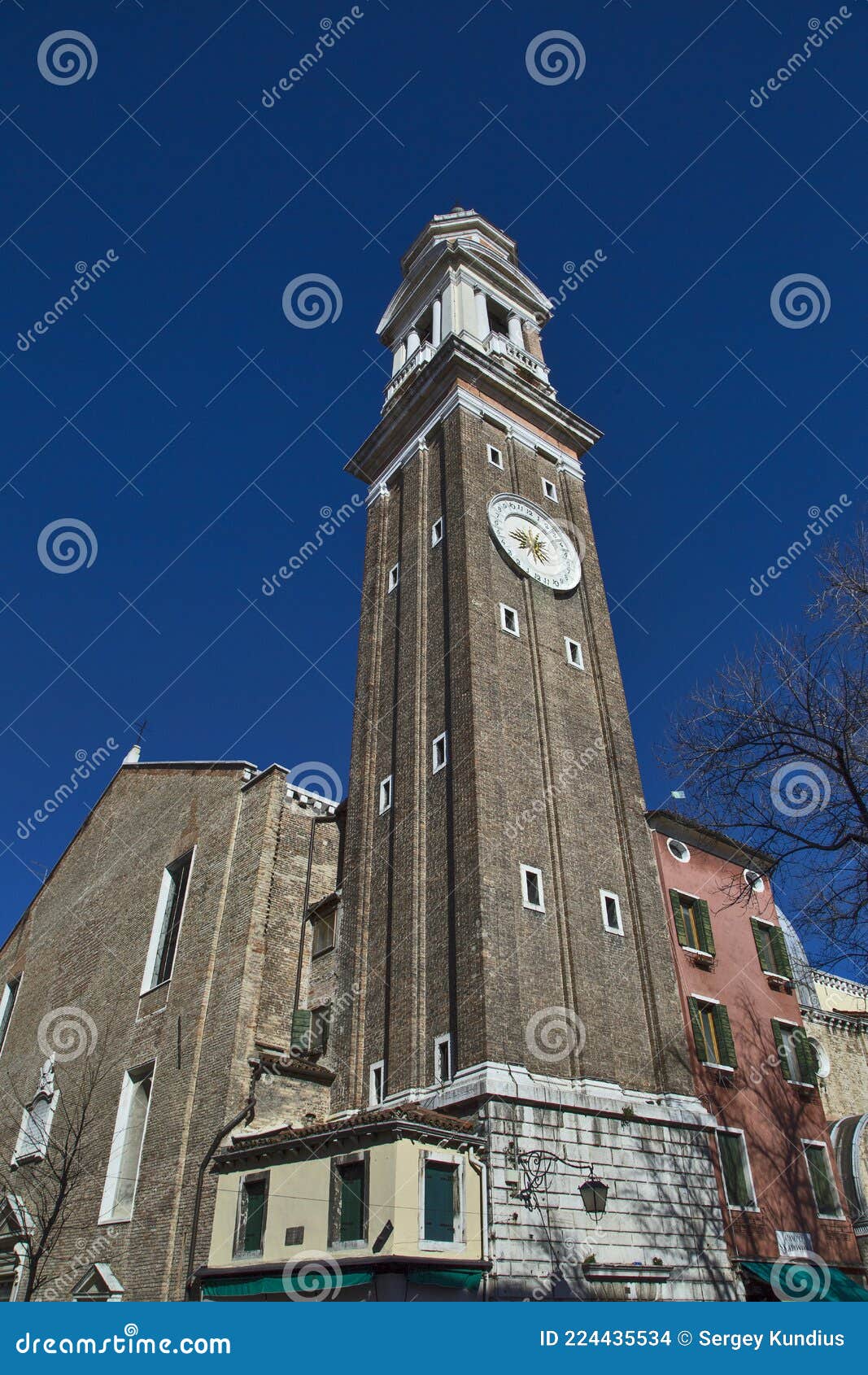 An Ancient Tower with a Clock. Cathedral Editorial Stock Image - Image ...