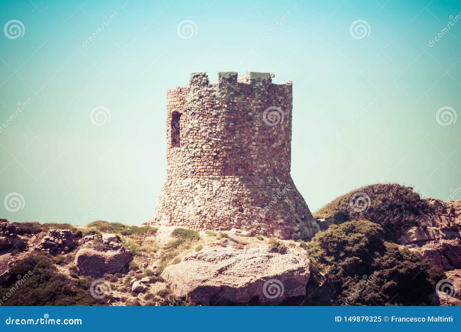 Ancient tower on the coast stock image. Image of summertime - 149879325