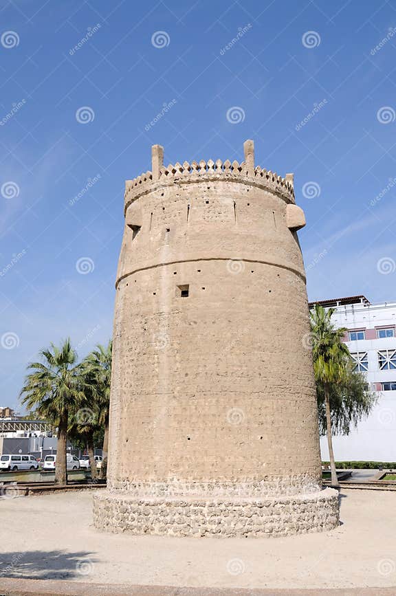Ancient tower in Dubai stock image. Image of fort, historical - 13220819
