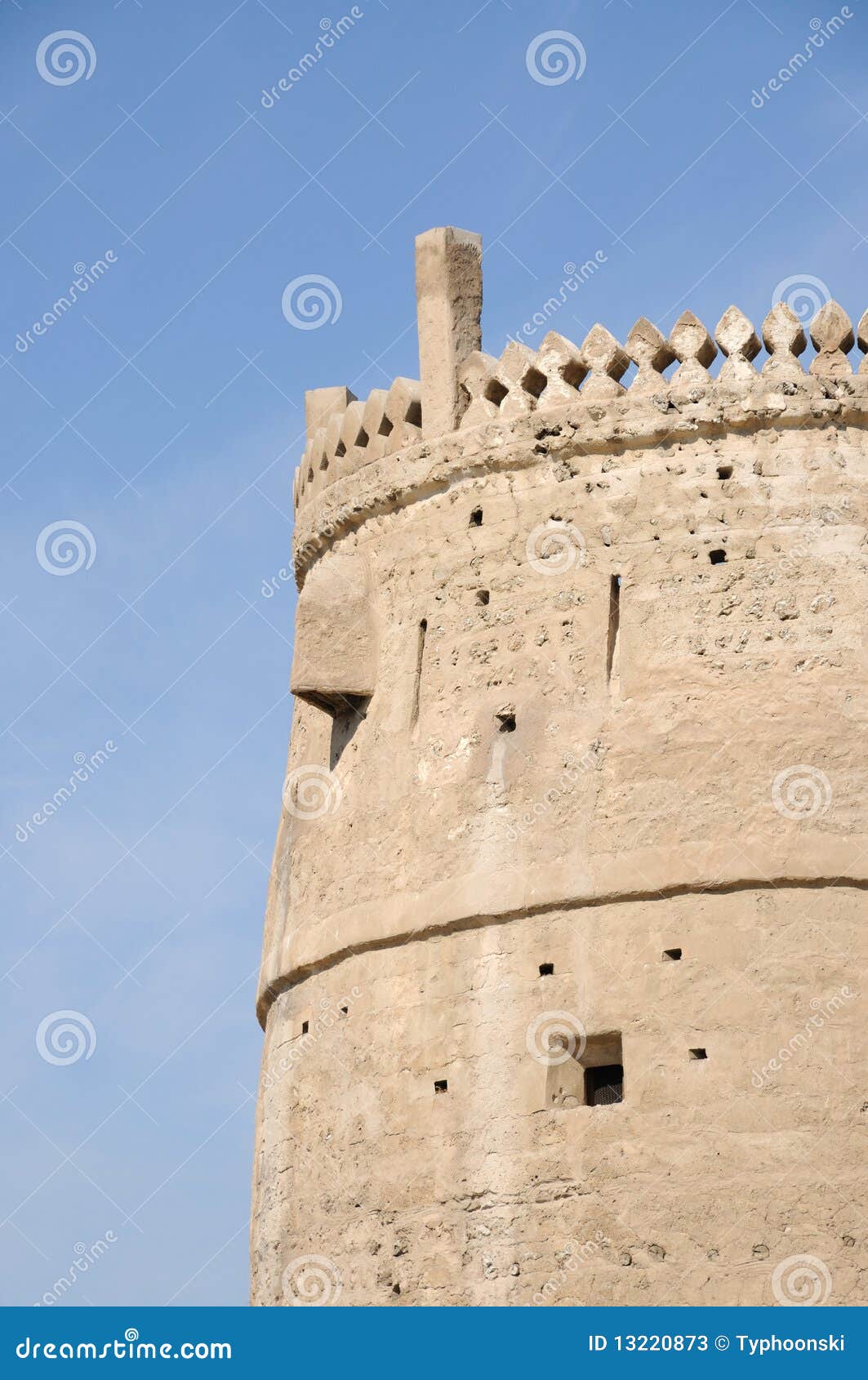 Ancient tower in Dubai stock image. Image of fortification - 13220873