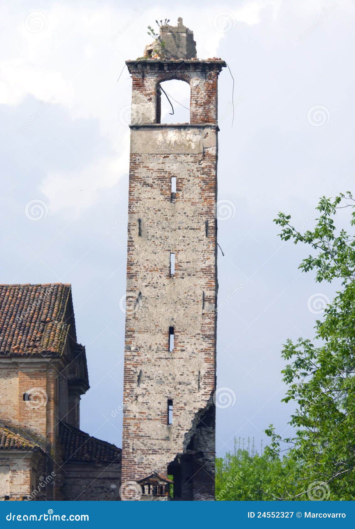 Ancient Tower Partially Collapsed Stock Image - Image of tornado ...