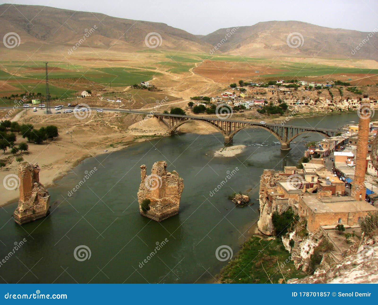 Ancient Town of Hasankeyf. the Old and New Bridge Over Dicle River ...