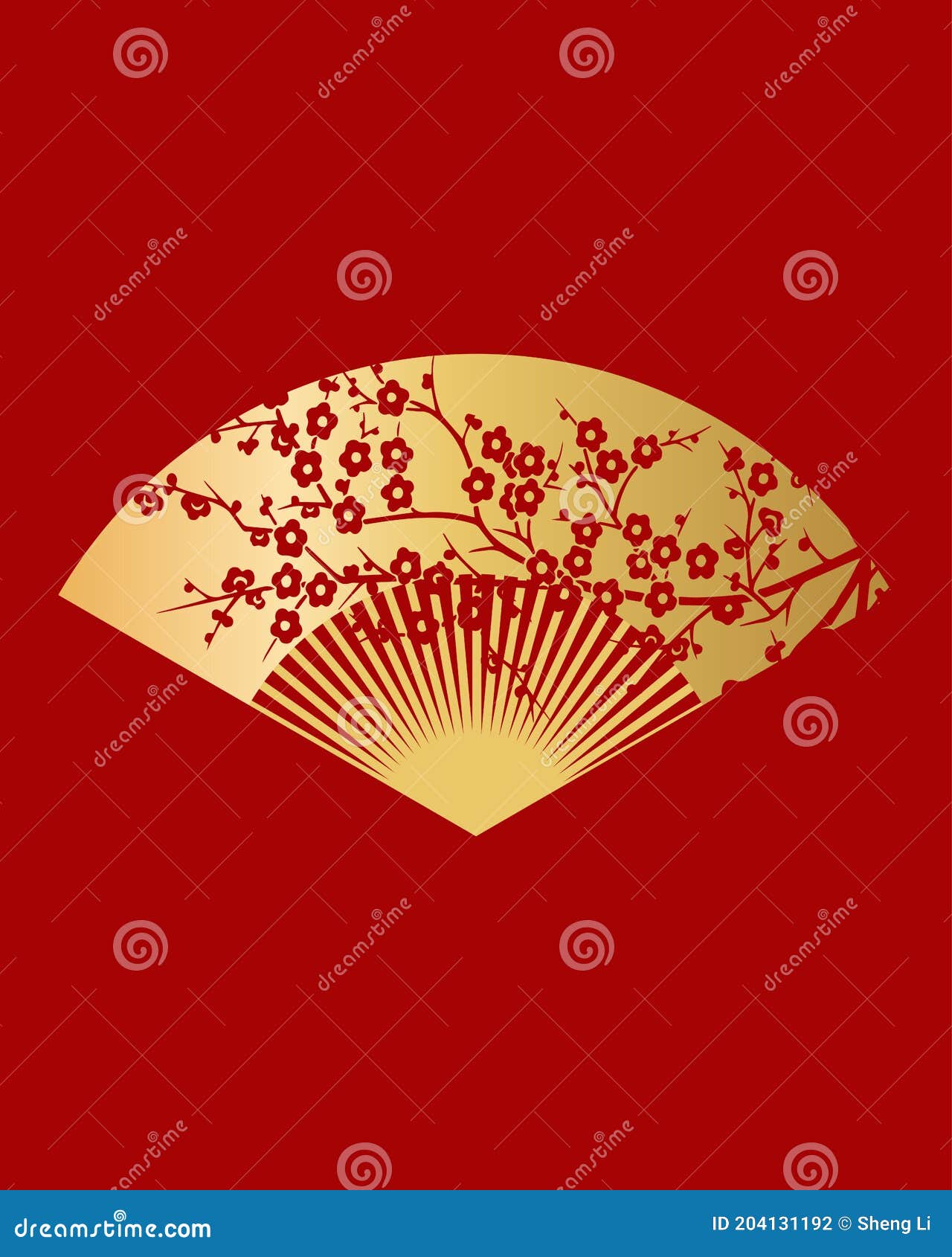 Ancient Traditional Chinese Background Template with a Fan and ...