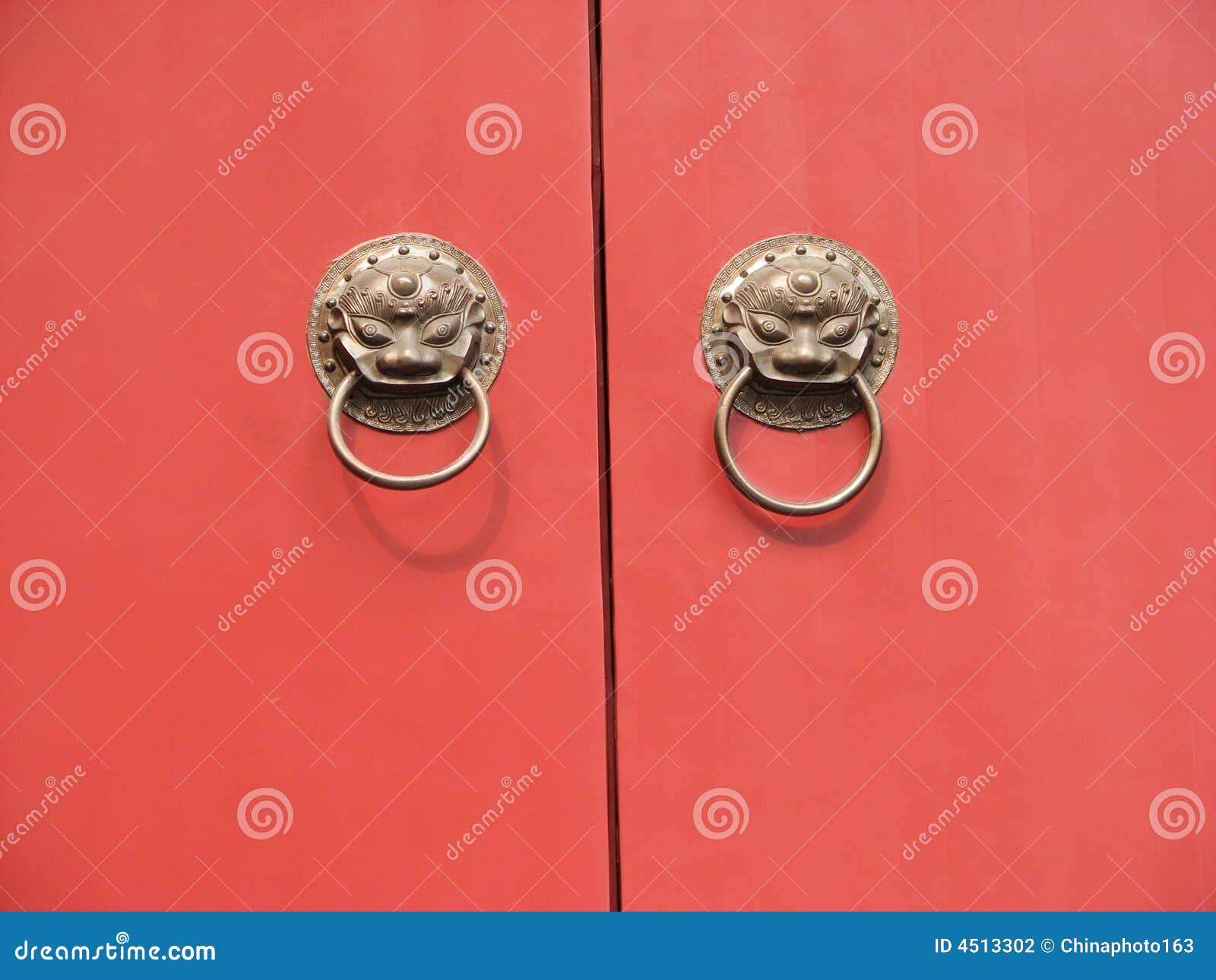 An Ancient Traditional Chinese Red Temple Door Stock Photo - Image of ...