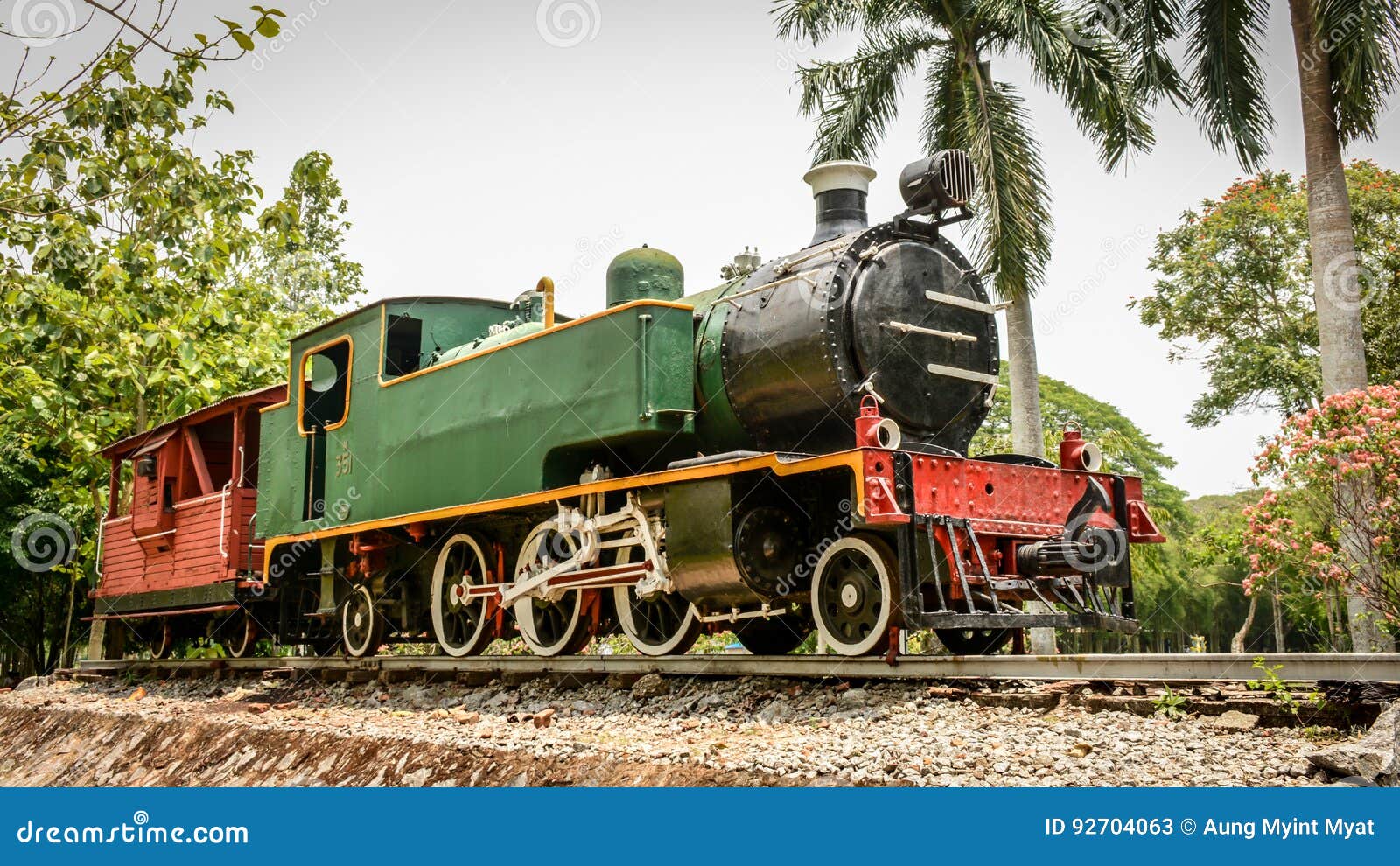 Ancient Train in the Park editorial stock photo. Image of showing ...