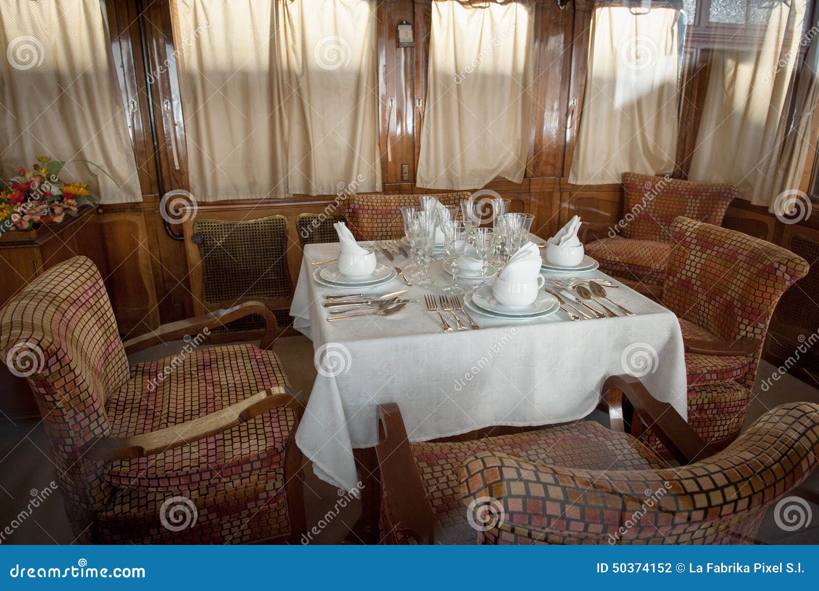 Ancient Train Restaurant Wagon Stock Photo - Image of chairs ...