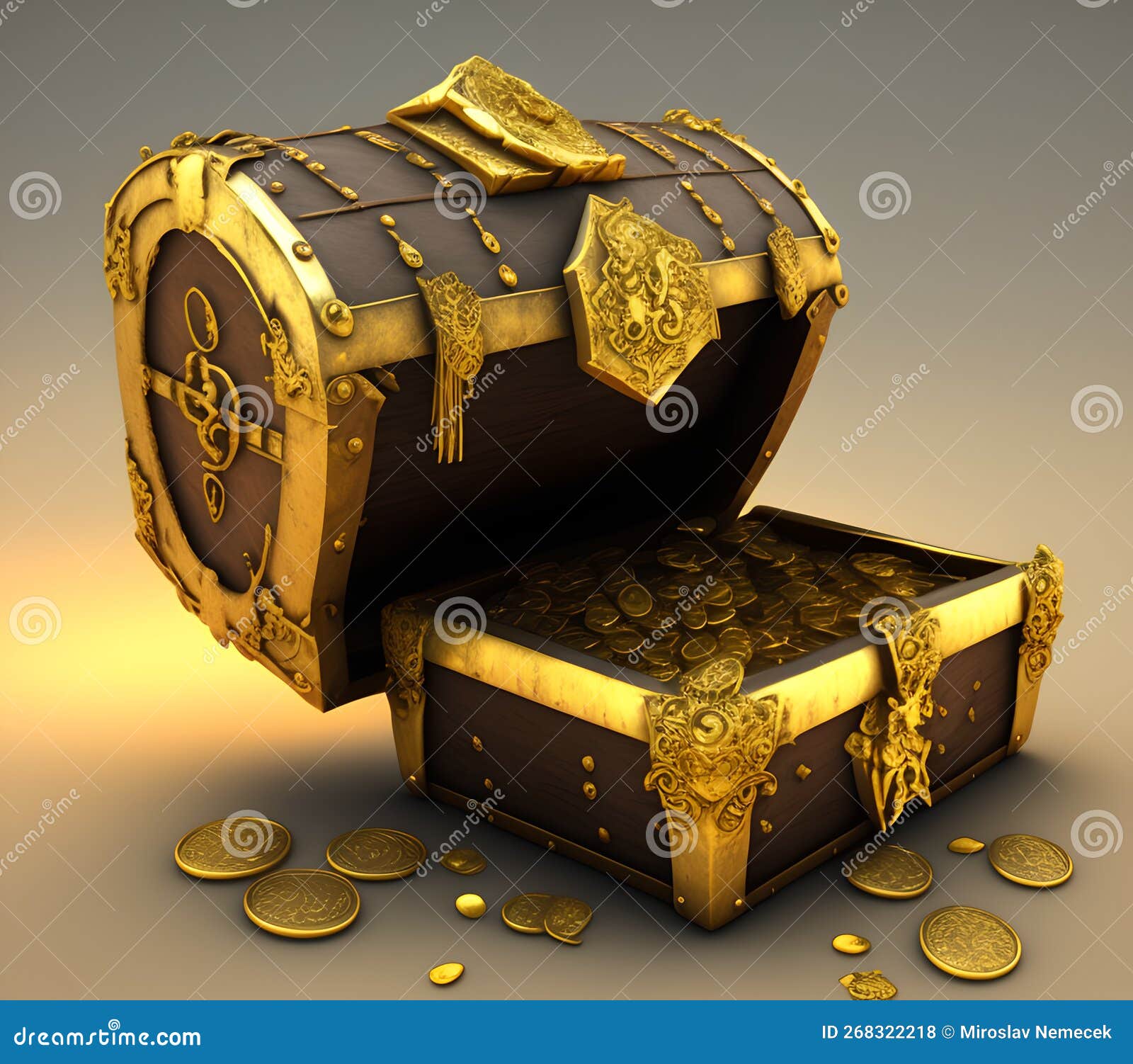 Ancient Treasure Chest, Generative AI Illustration Stock Illustration ...