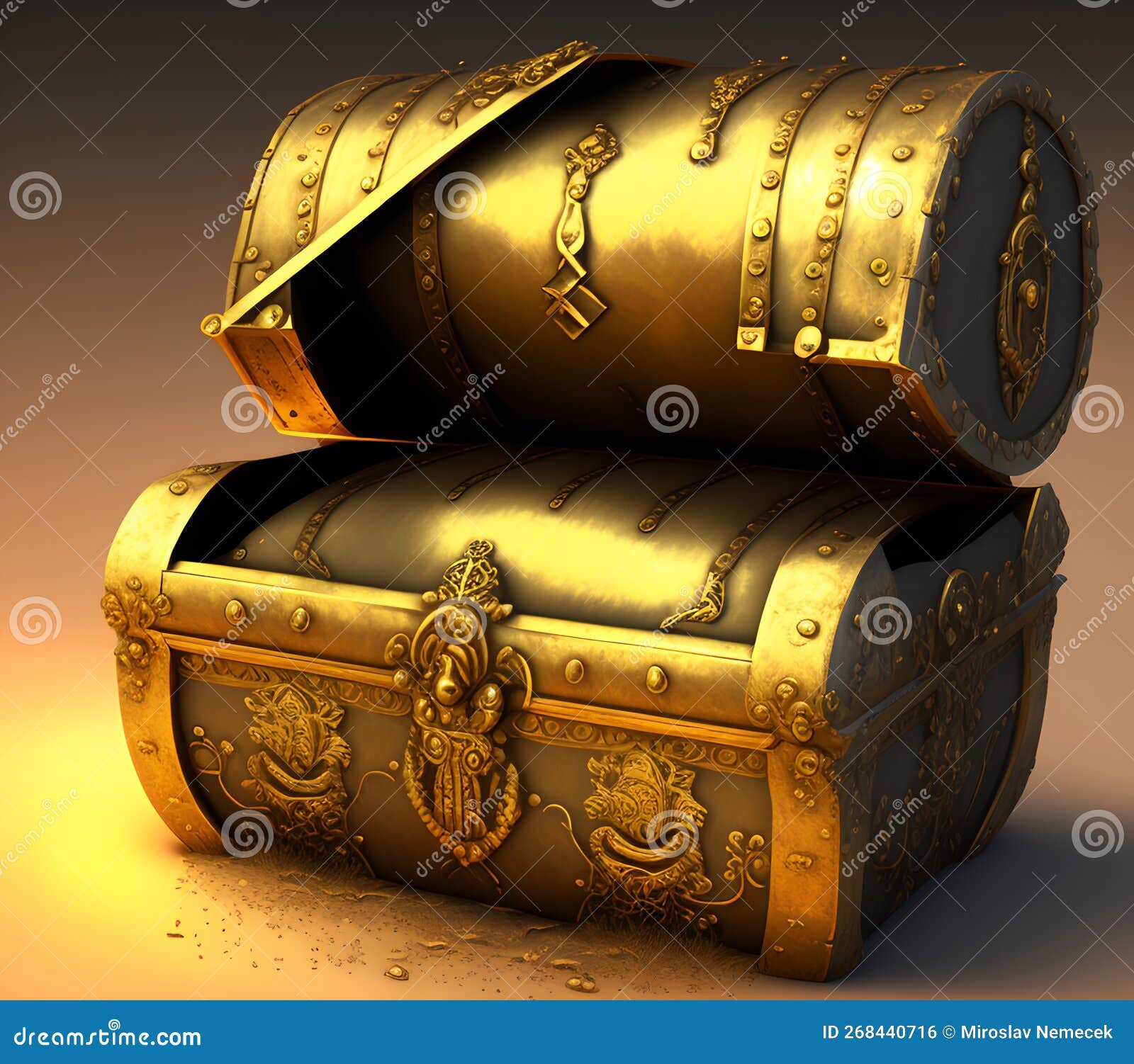 Ancient Treasure Chest, Generative AI Illustration Stock Illustration ...