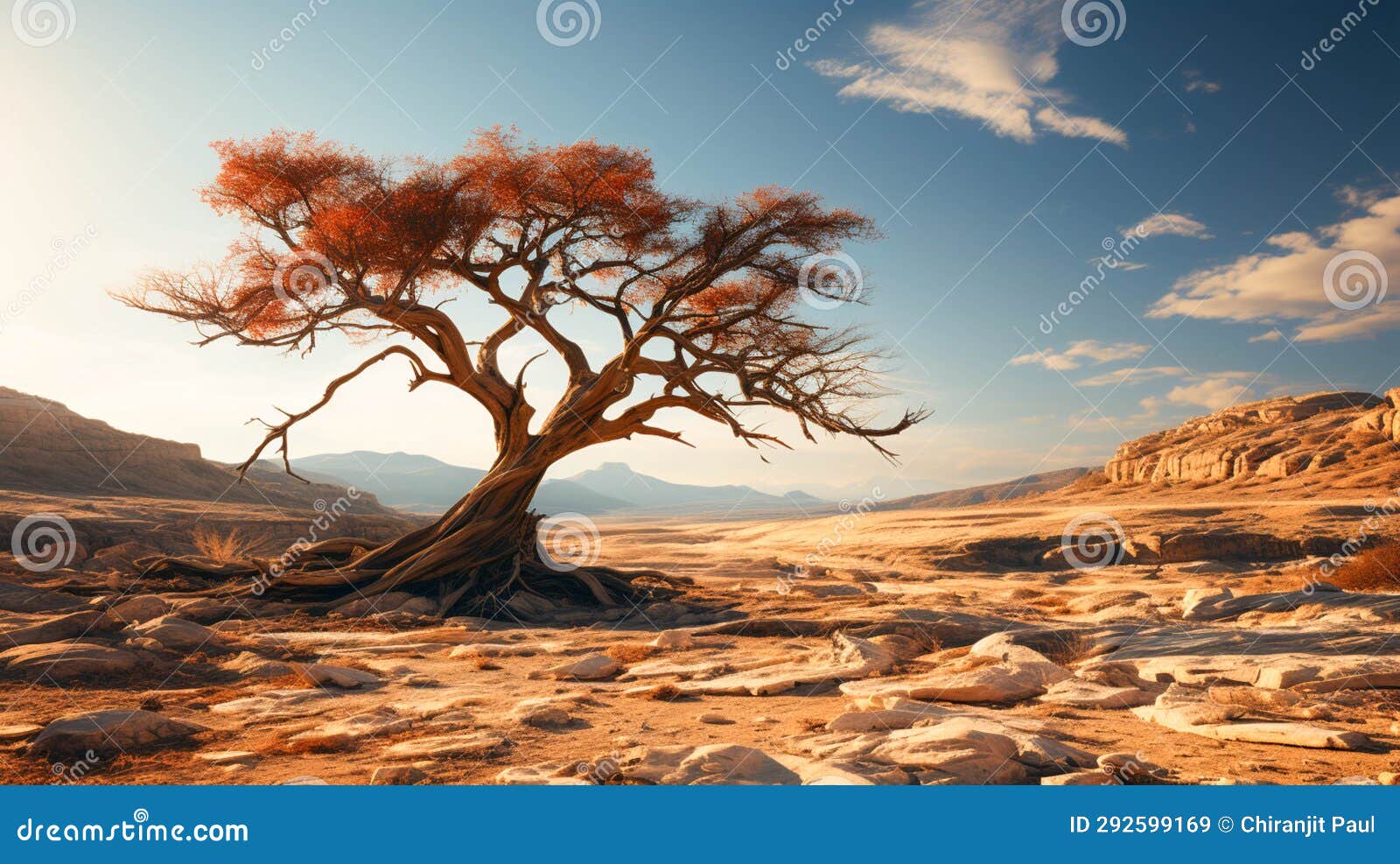 An Ancient Tree in the Desert Stock Image - Image of sunrise, desert ...