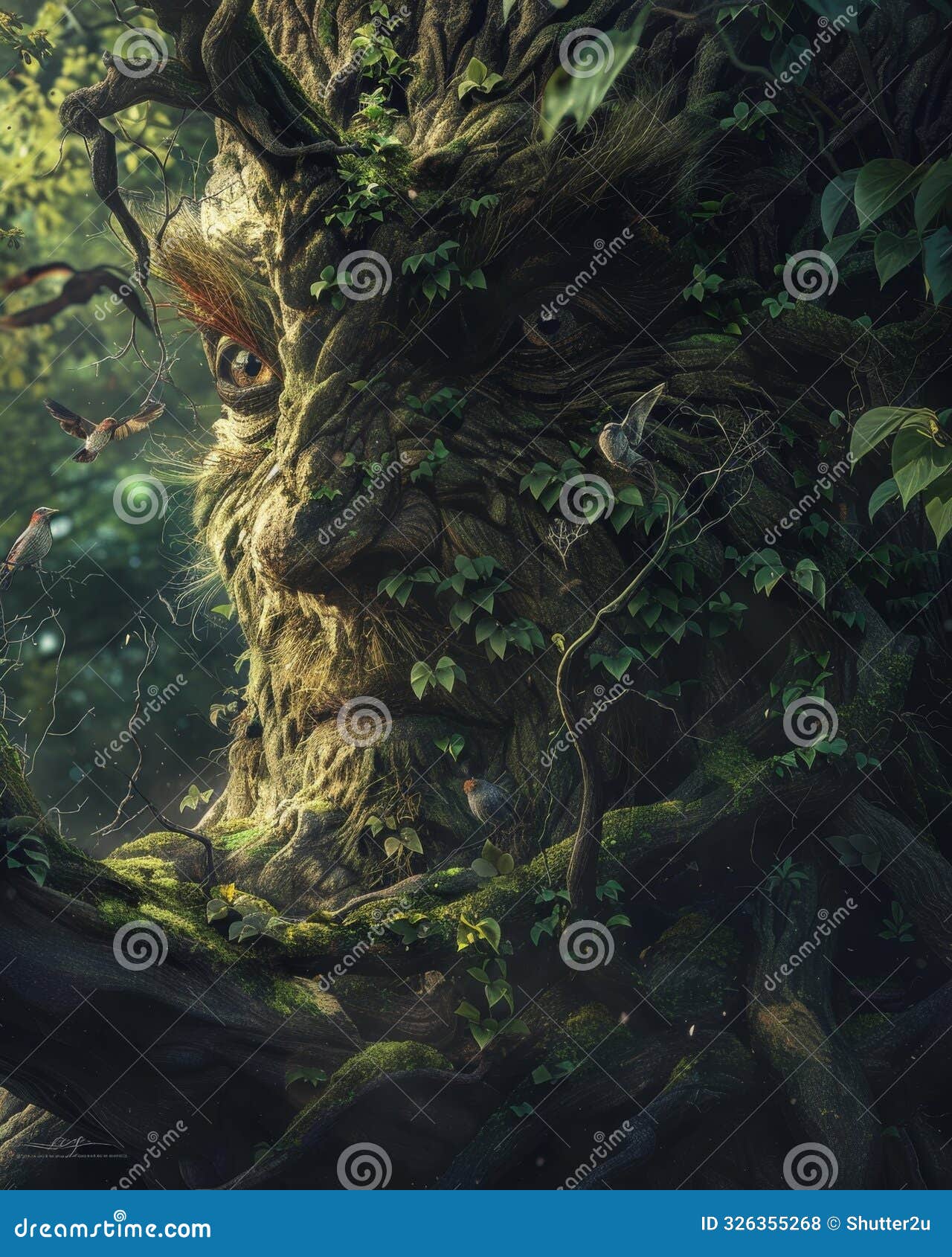 An Ancient Tree Ent Moving through the Forest Its Eyes Wise and Deep ...