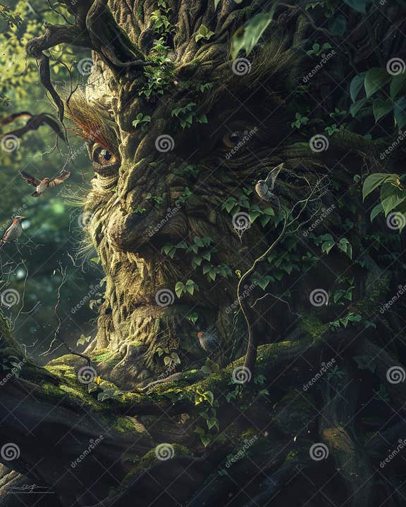 An Ancient Tree Ent Moving through the Forest Its Eyes Wise and Deep ...