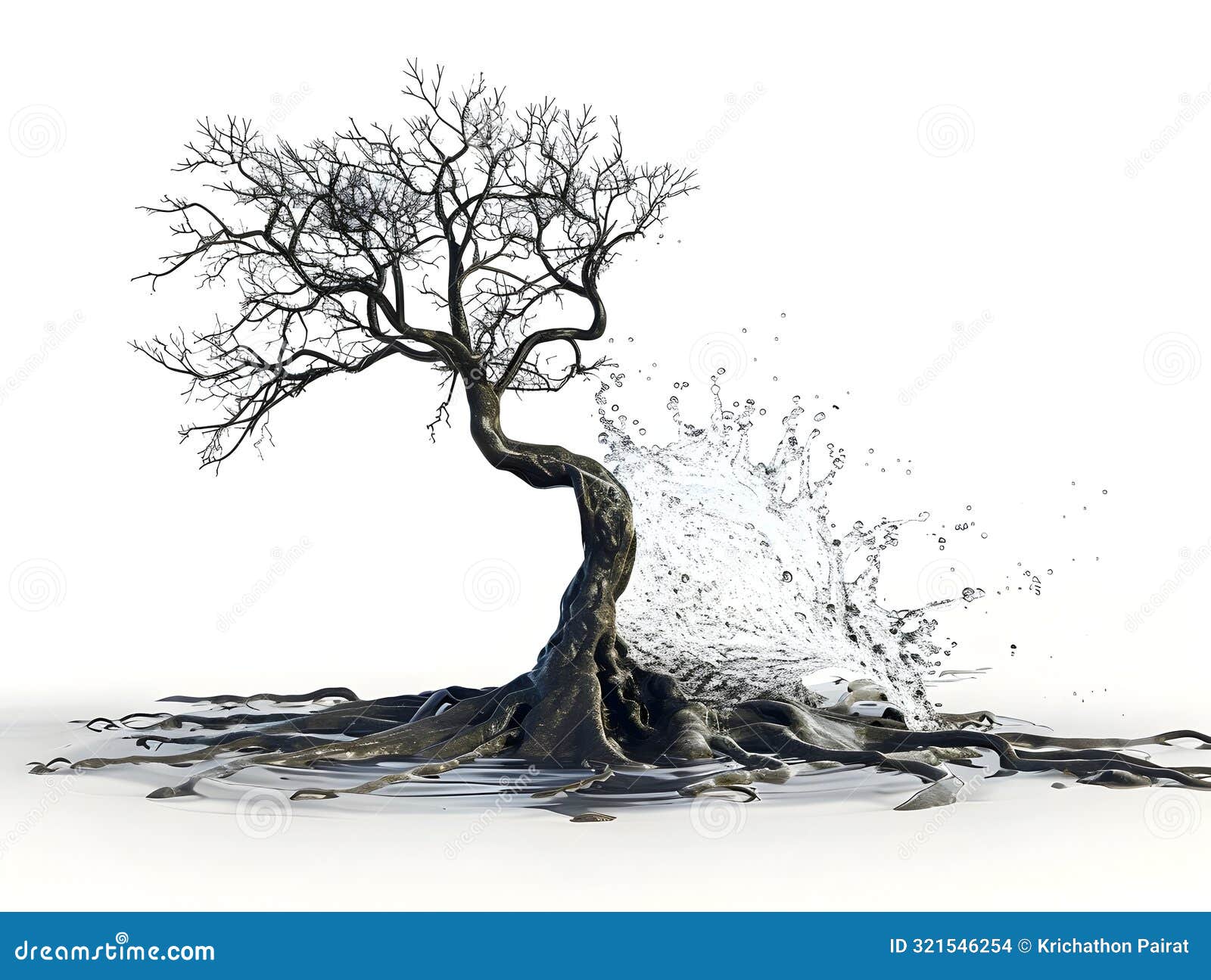 Elegant 3D Rendered Hummingbird Emerging from Water Splash on White ...