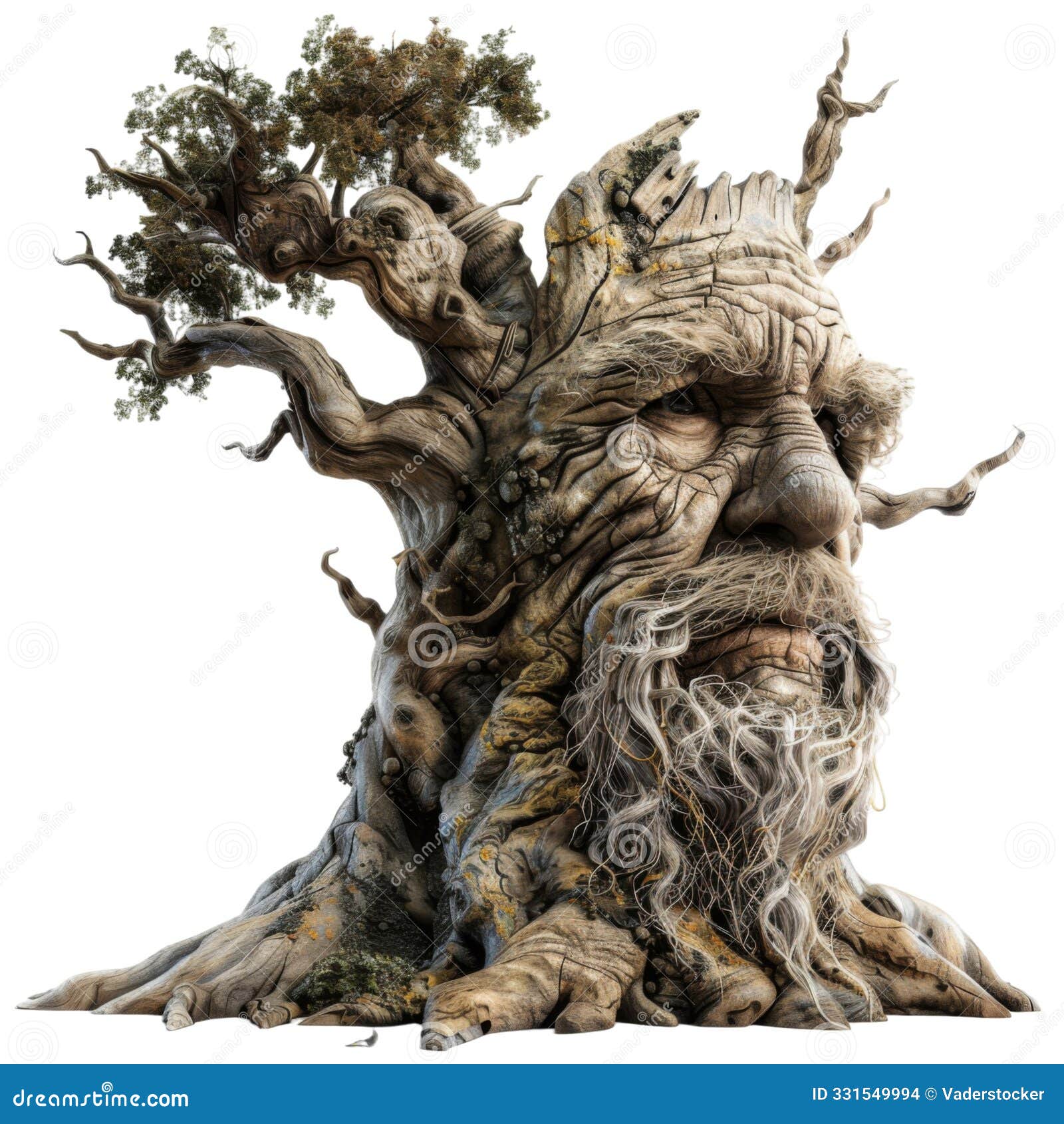 An Ancient Tree with a Human Face Stock Photo - Illustration of digital ...