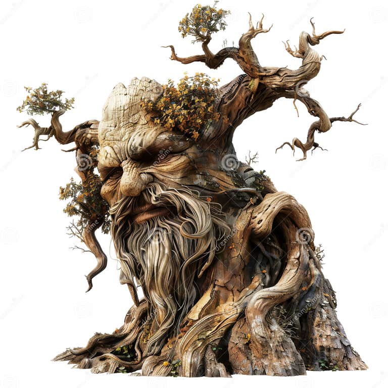 Ancient Tree with Humanoid Face and Twisted Branches Stock Illustration ...